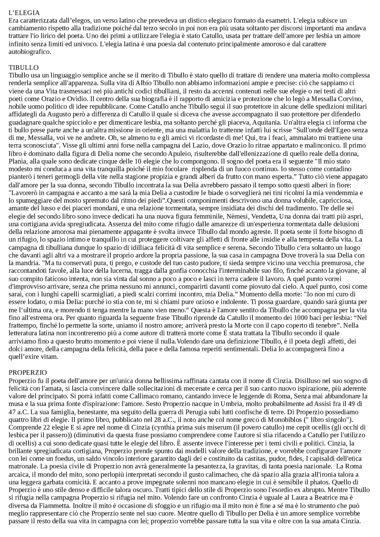 Lelegia Tibullo Properzio E Ovidio Docsity
