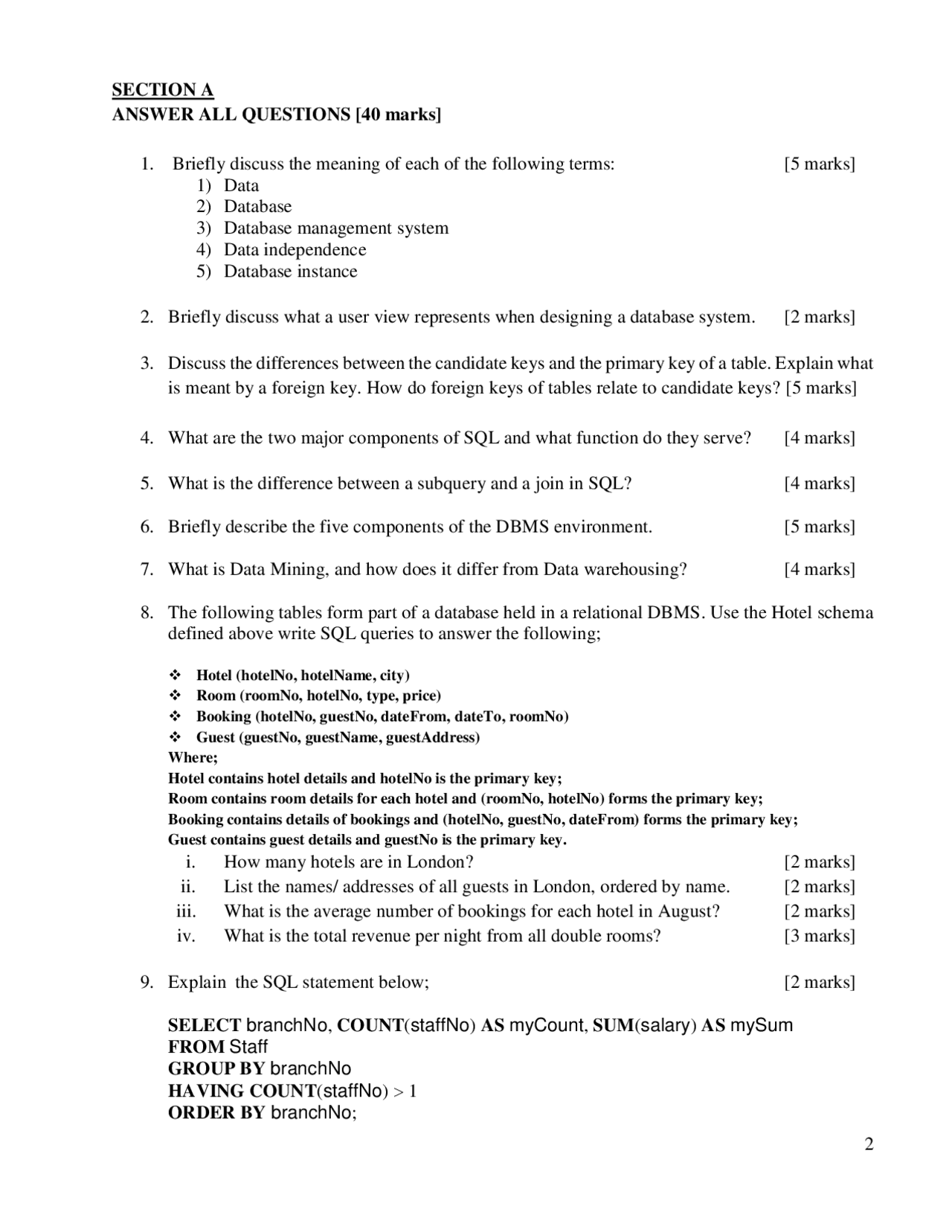 Database Management Systems Docsity