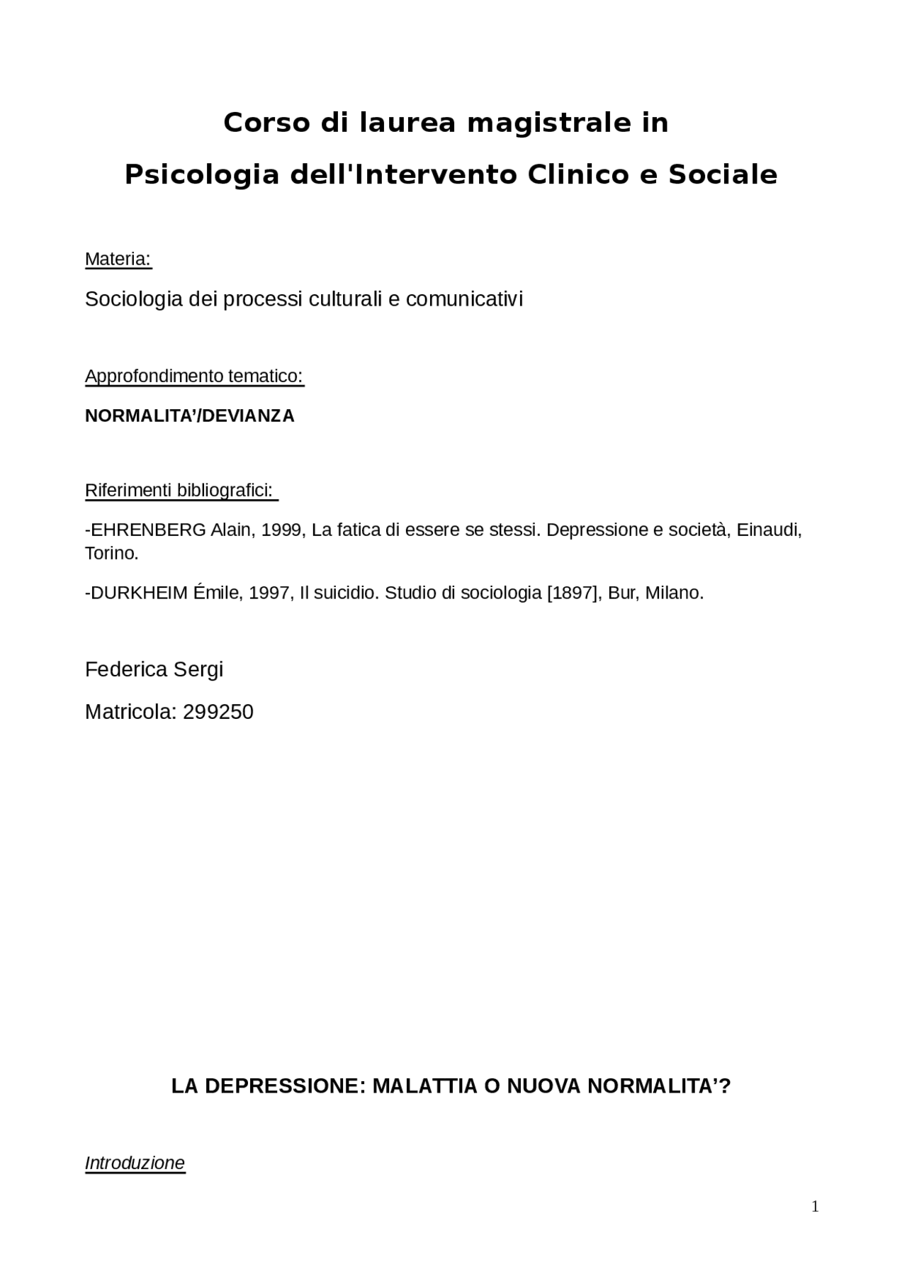 Depressione E Suicidio Docsity