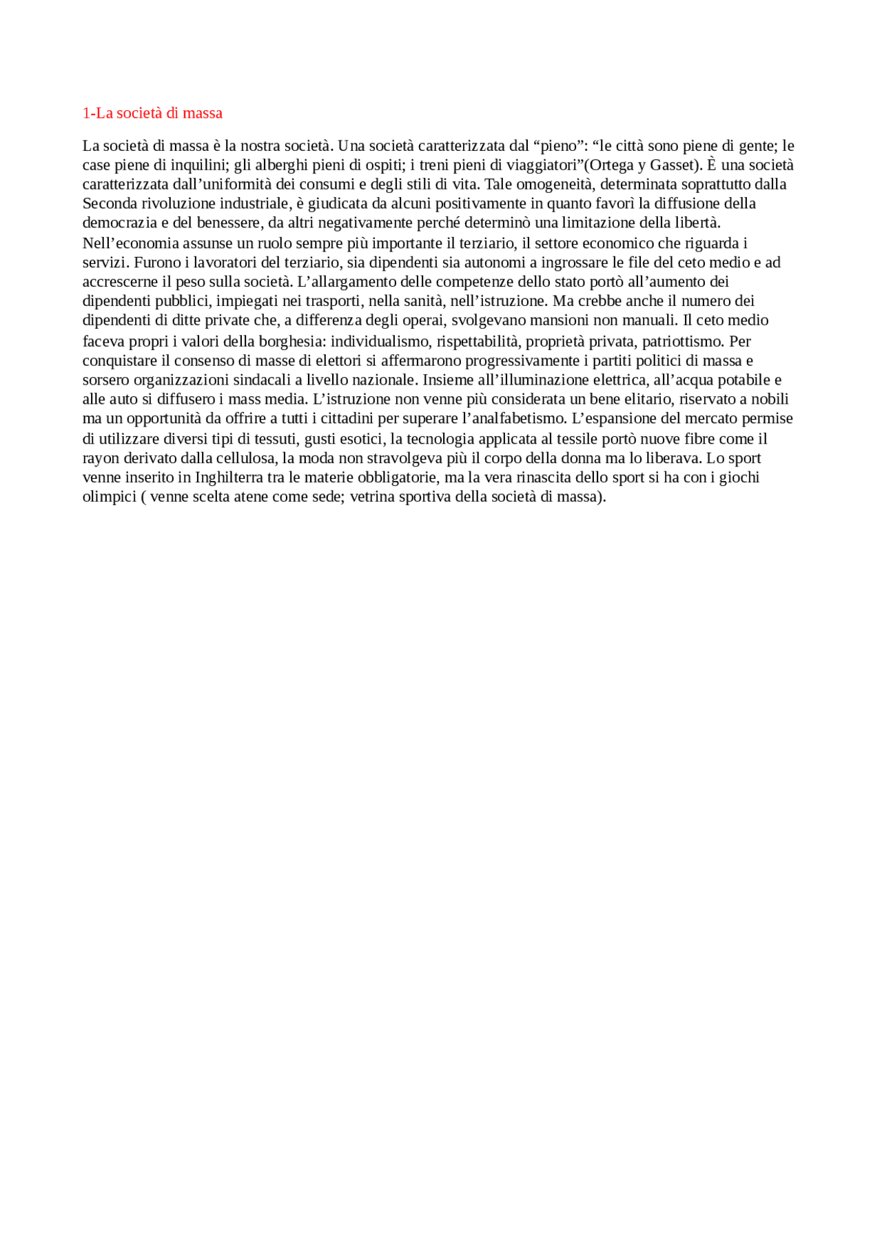La Società Di Massa Docsity