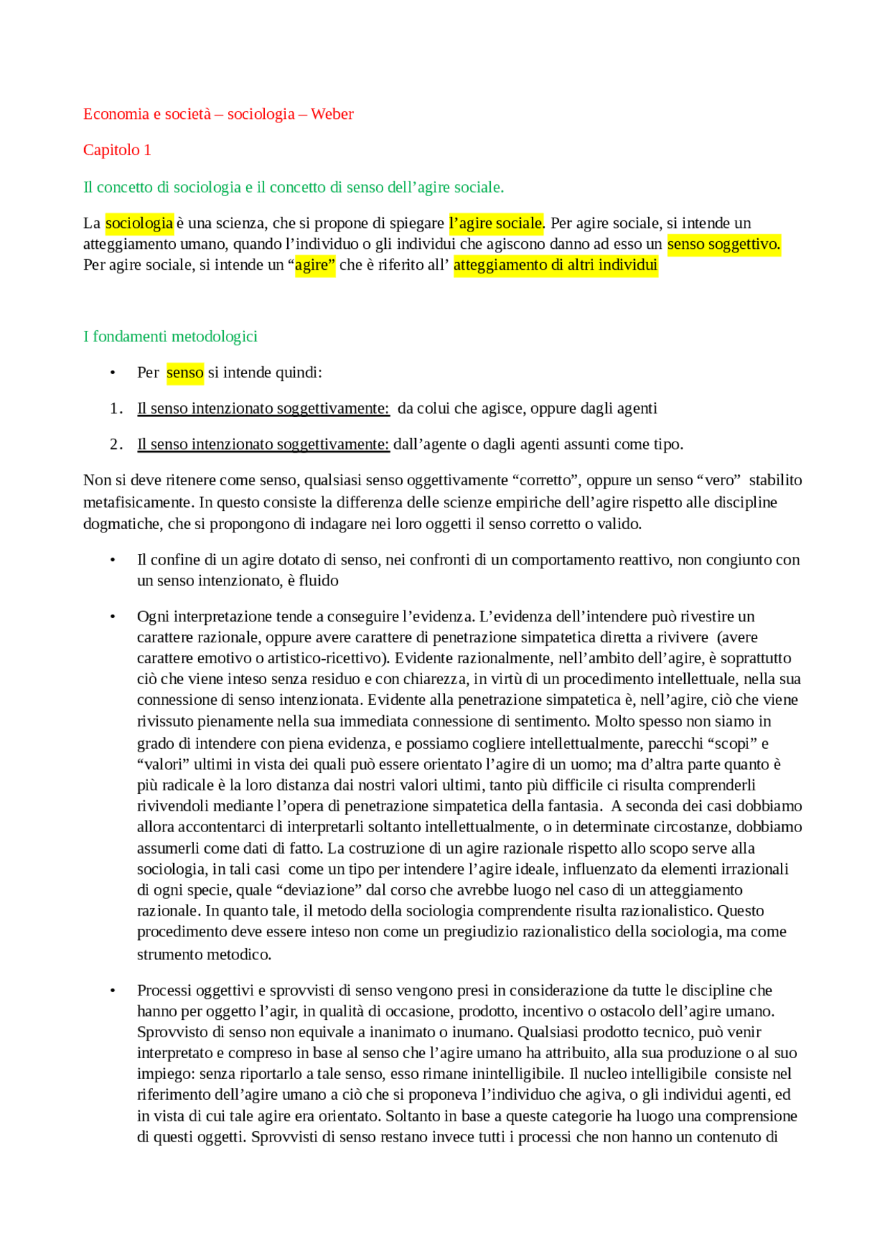 Max Weber Economia E Società Docsity
