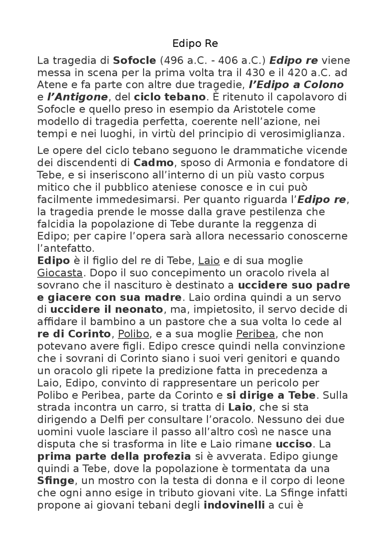 Scheda Delledipo Re Docsity