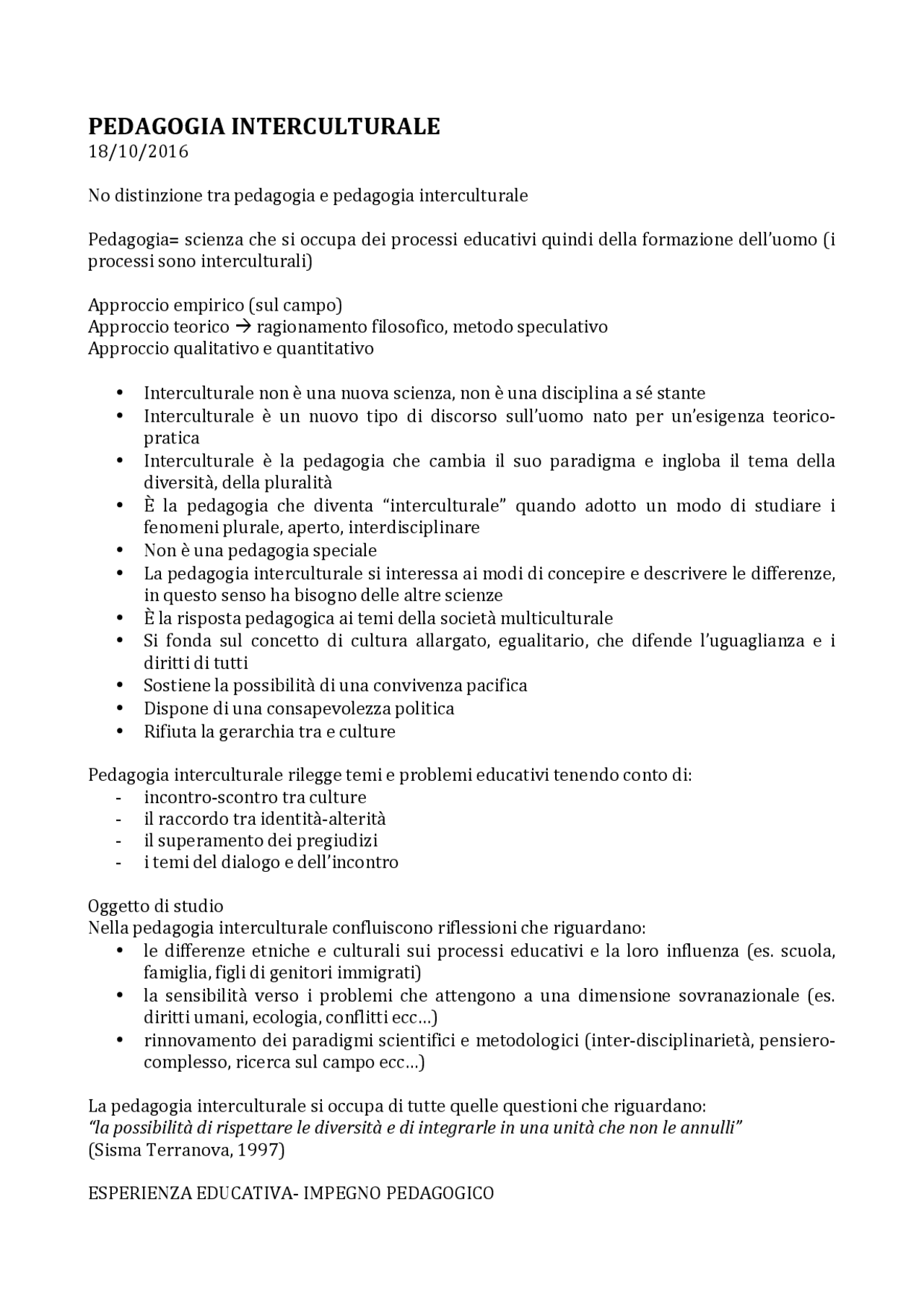 Manuale Di Pedagogia Interculturale Appunti Docsity
