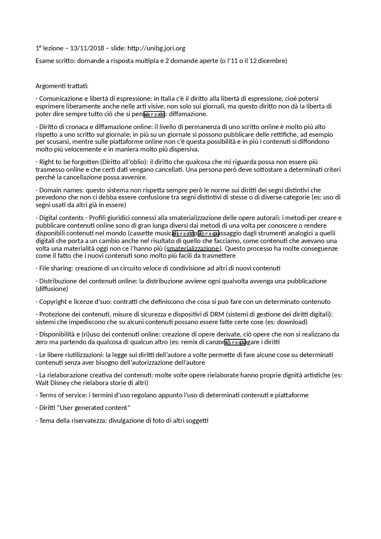 Diritto Digitale 1 Lezione Docsity