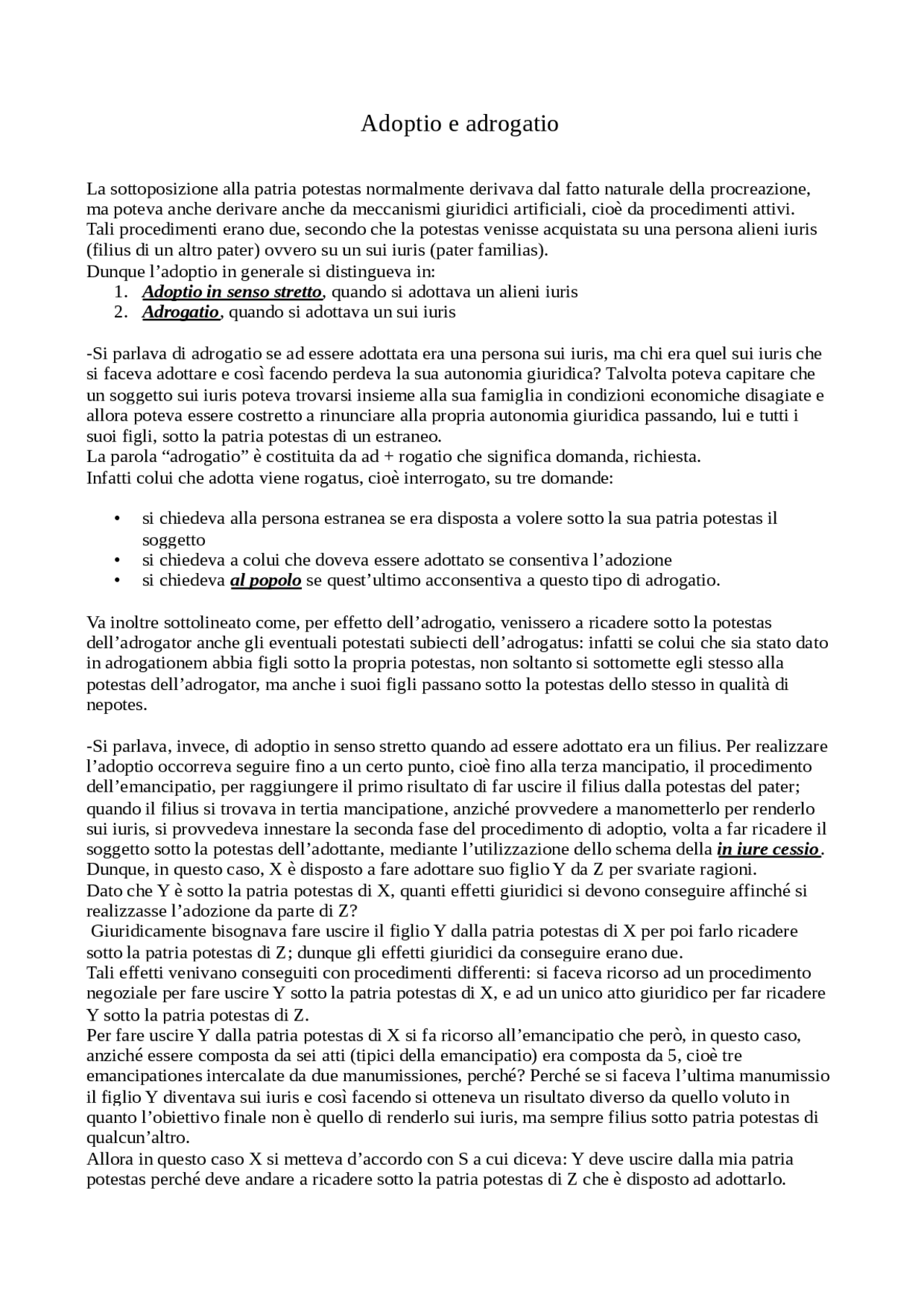 "Adoptio e Adrogatio" | Sbobinature di Istituzioni di Diritto Romano ...