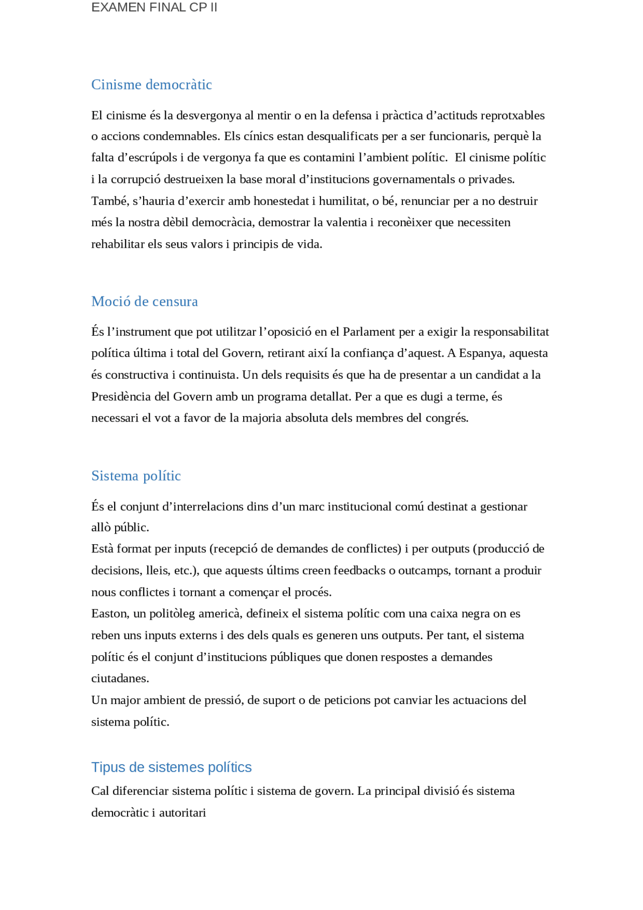 Apunts Ciències Polítiques Docsity