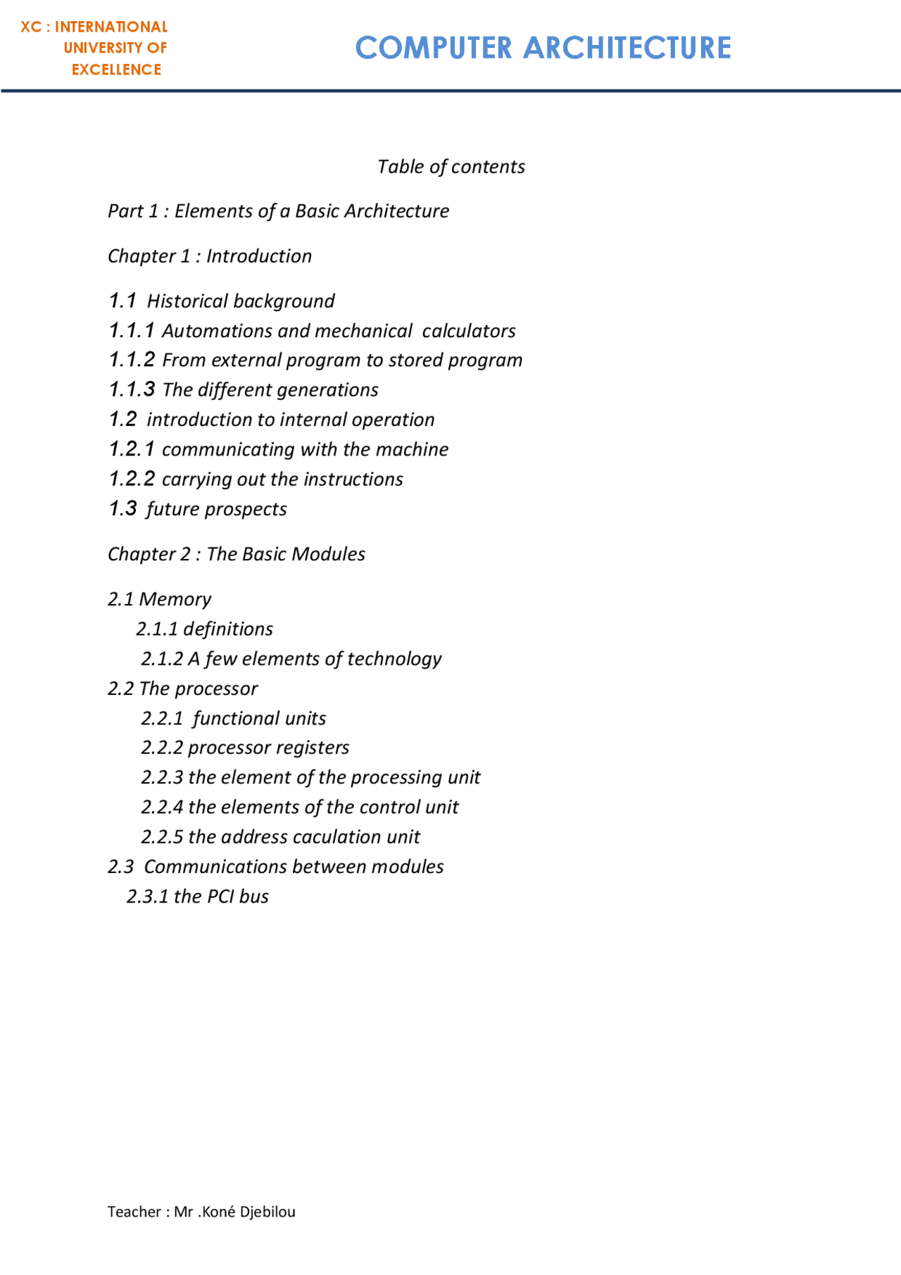Computer Architecture Introduction And The Basic Modules Docsity