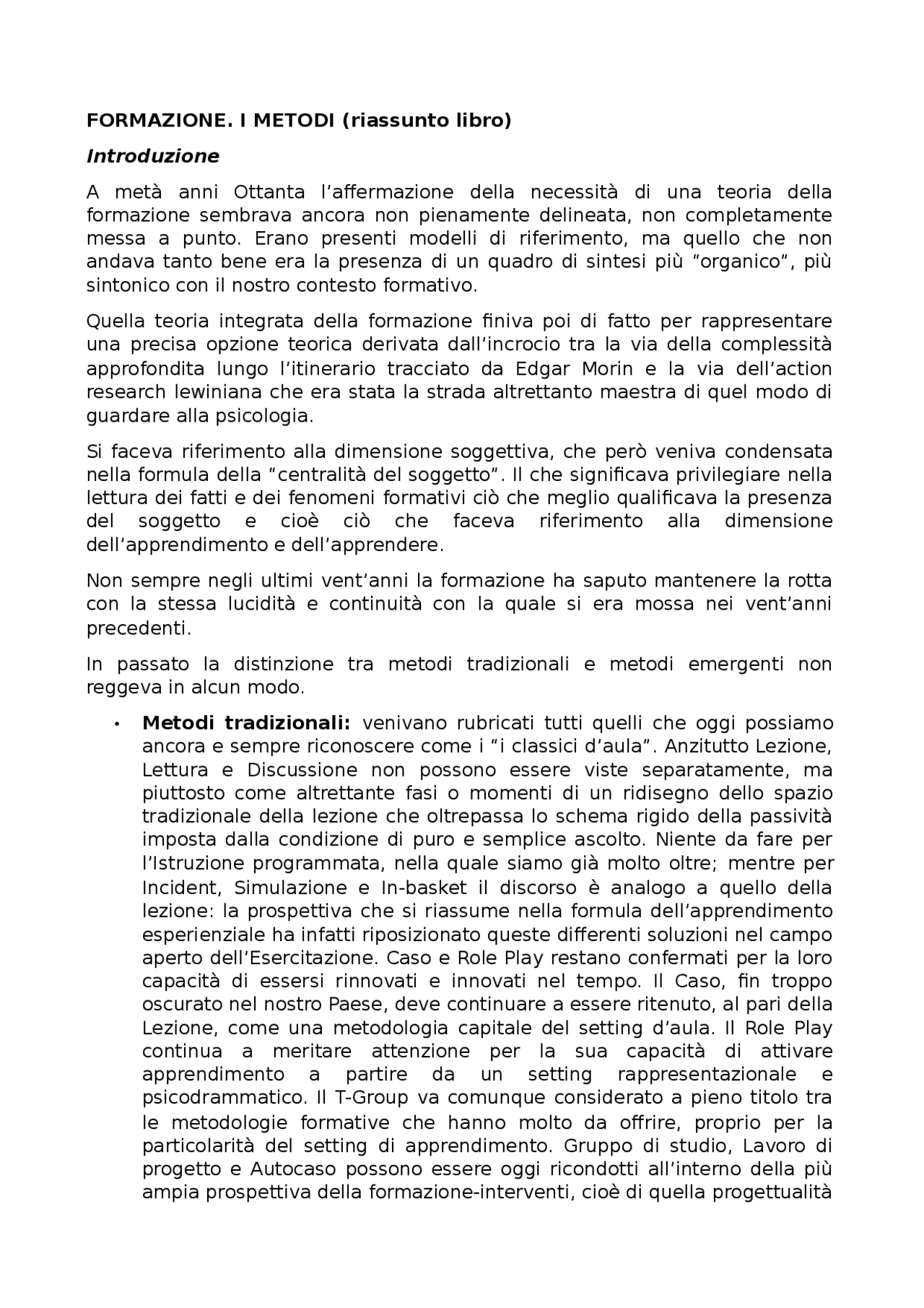 Metodologia Delle Attività Formative E Speciali I Docsity