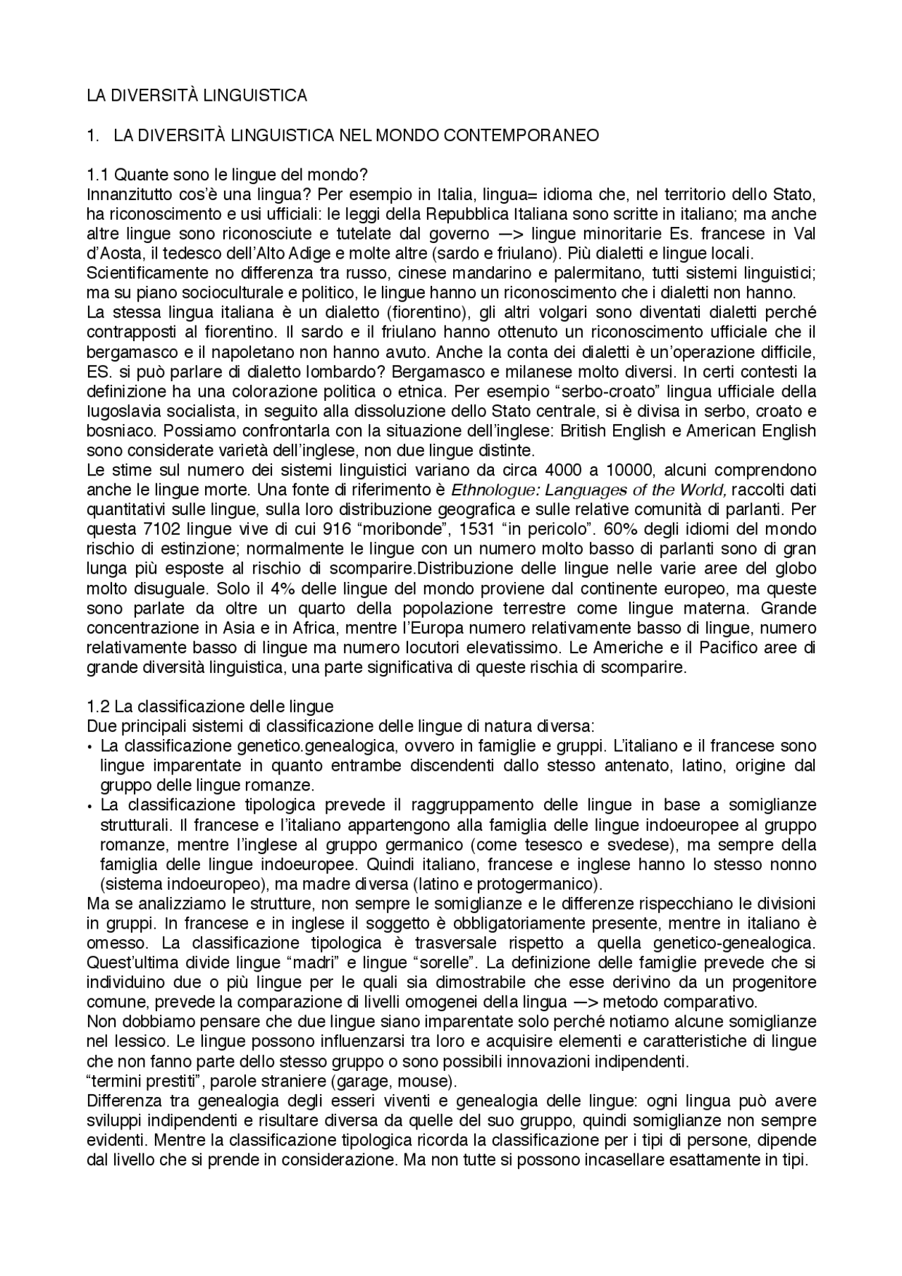 La DiversitÀ Linguistica Docsity