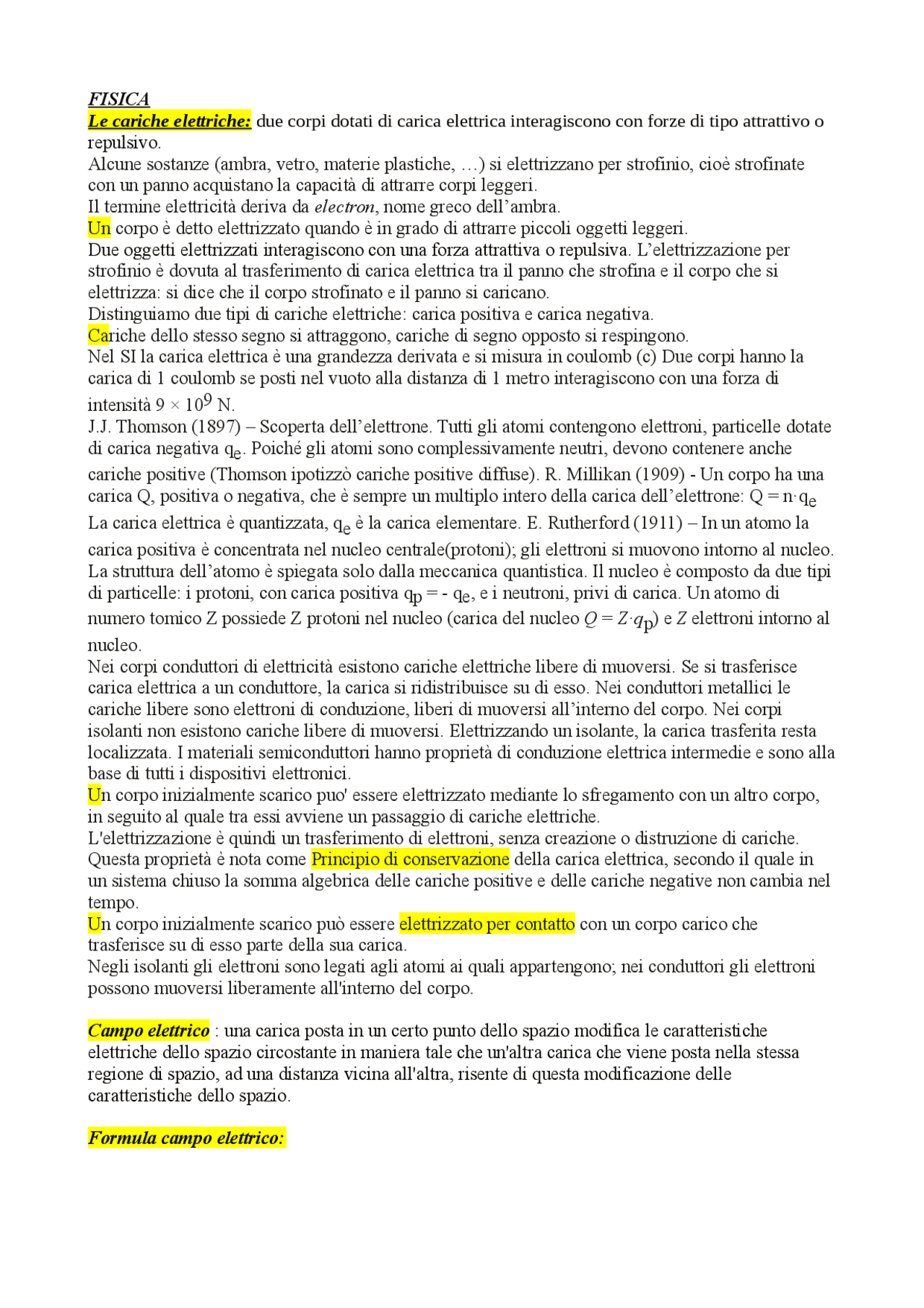 Definizioni E Argomenti Di Fisica 5° Anno Docsity