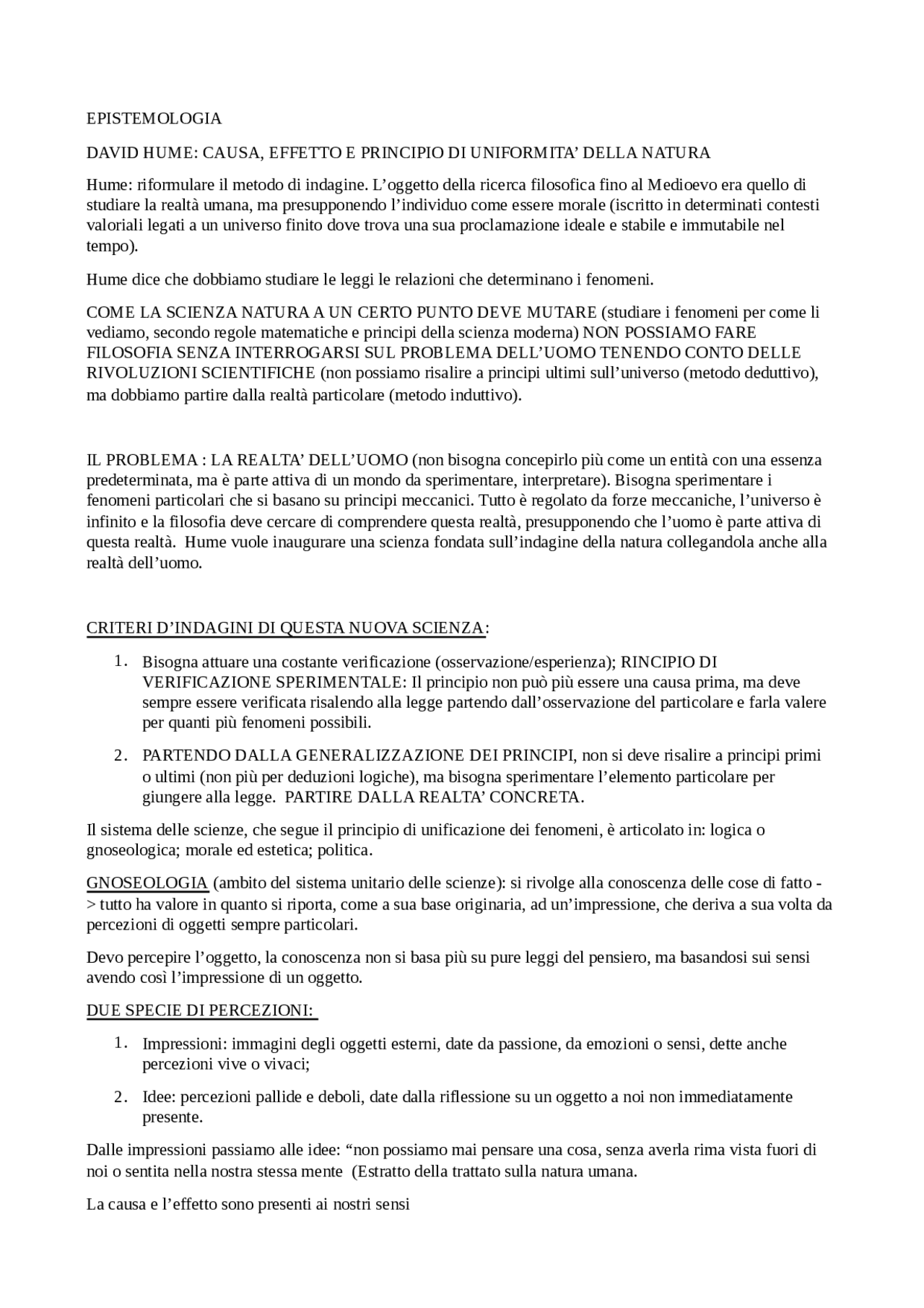 Appunti Epistemologia Docsity