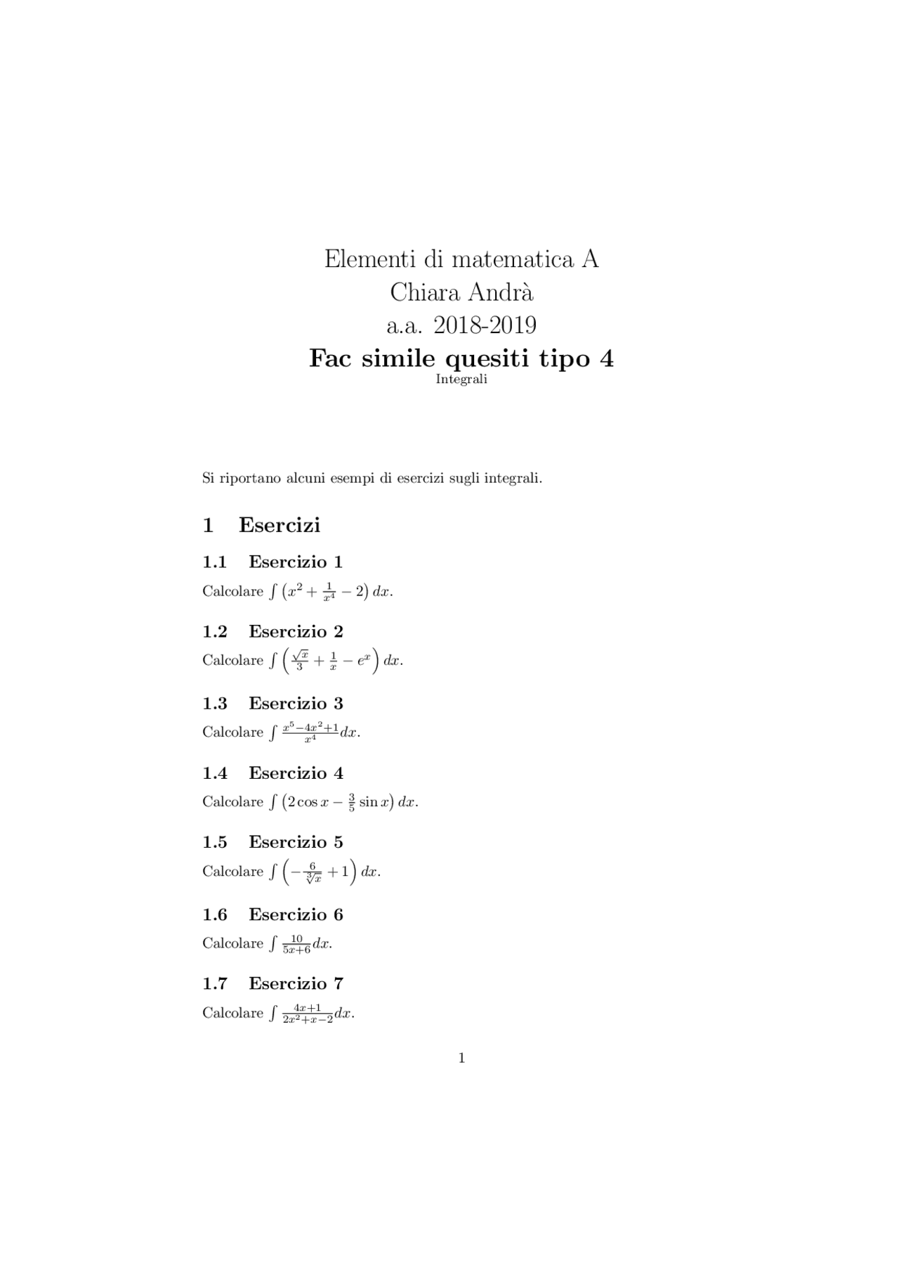 Esercizi Esame Analisi Docsity
