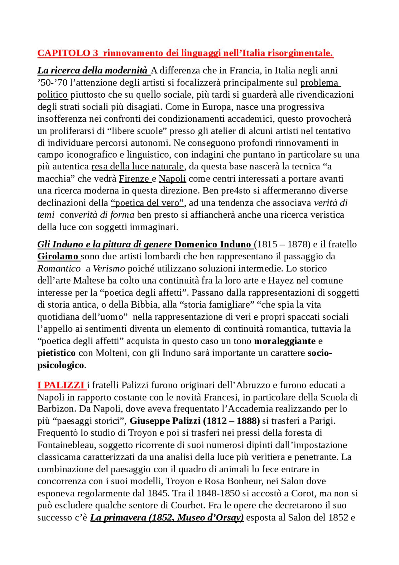 I rinnovamento dei linguaggi nell’Italia risorgimentale. - Docsity