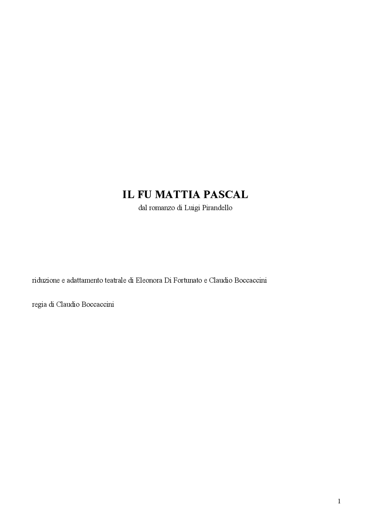 Testo Il Fu Mattia Pascal Docsity
