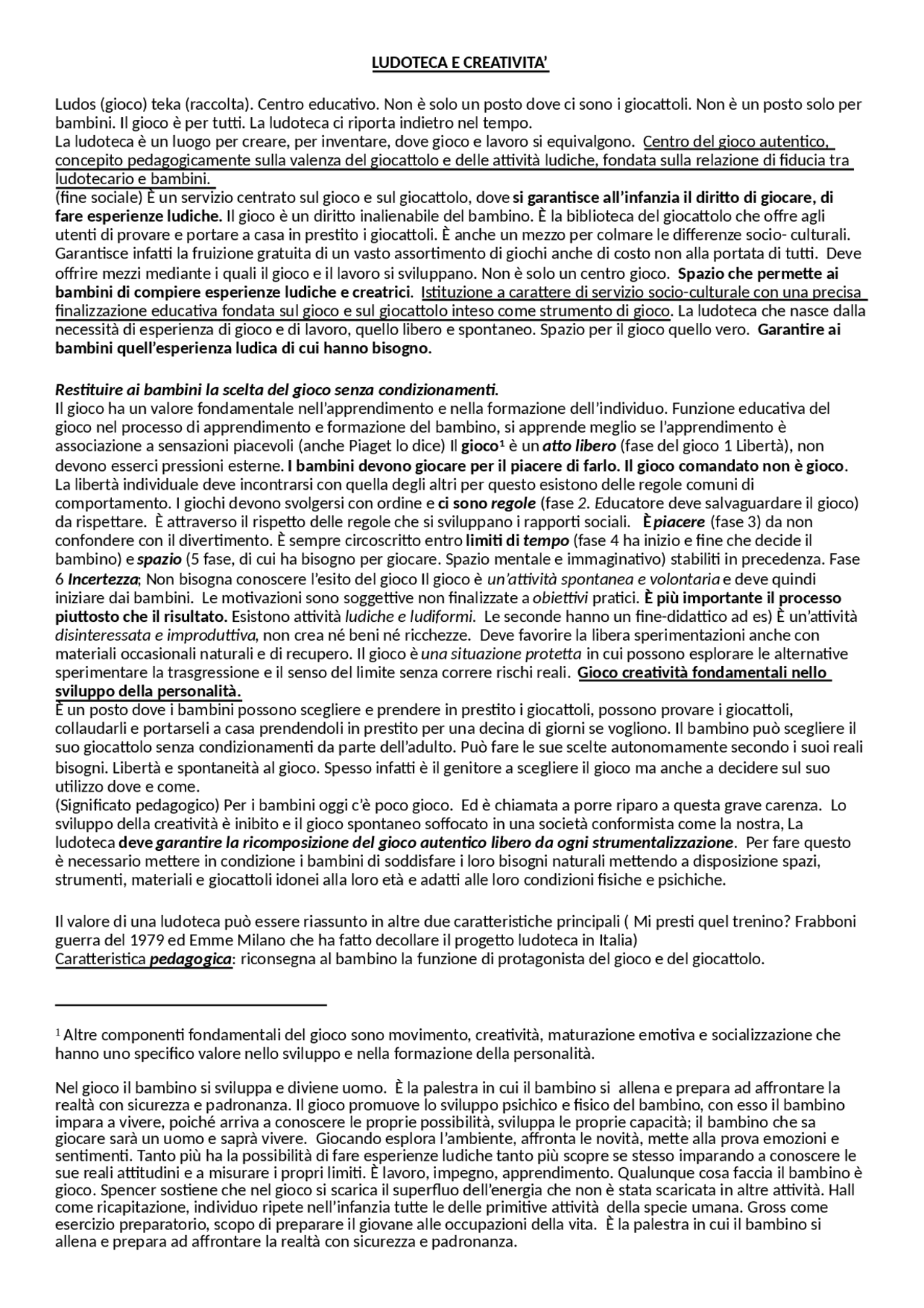 Ludoteca E Creatività Docsity