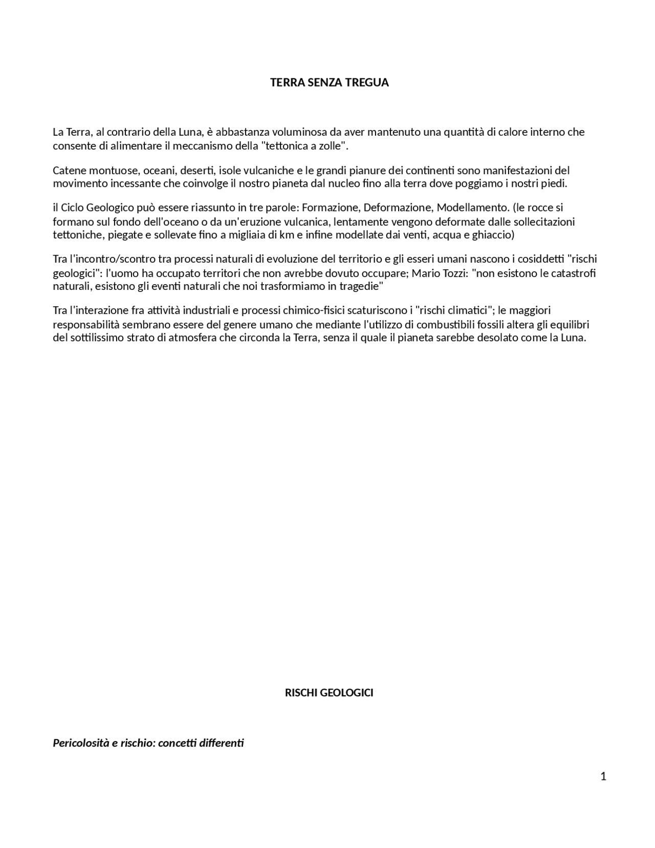 Terra senza tregua - riassunto - Docsity