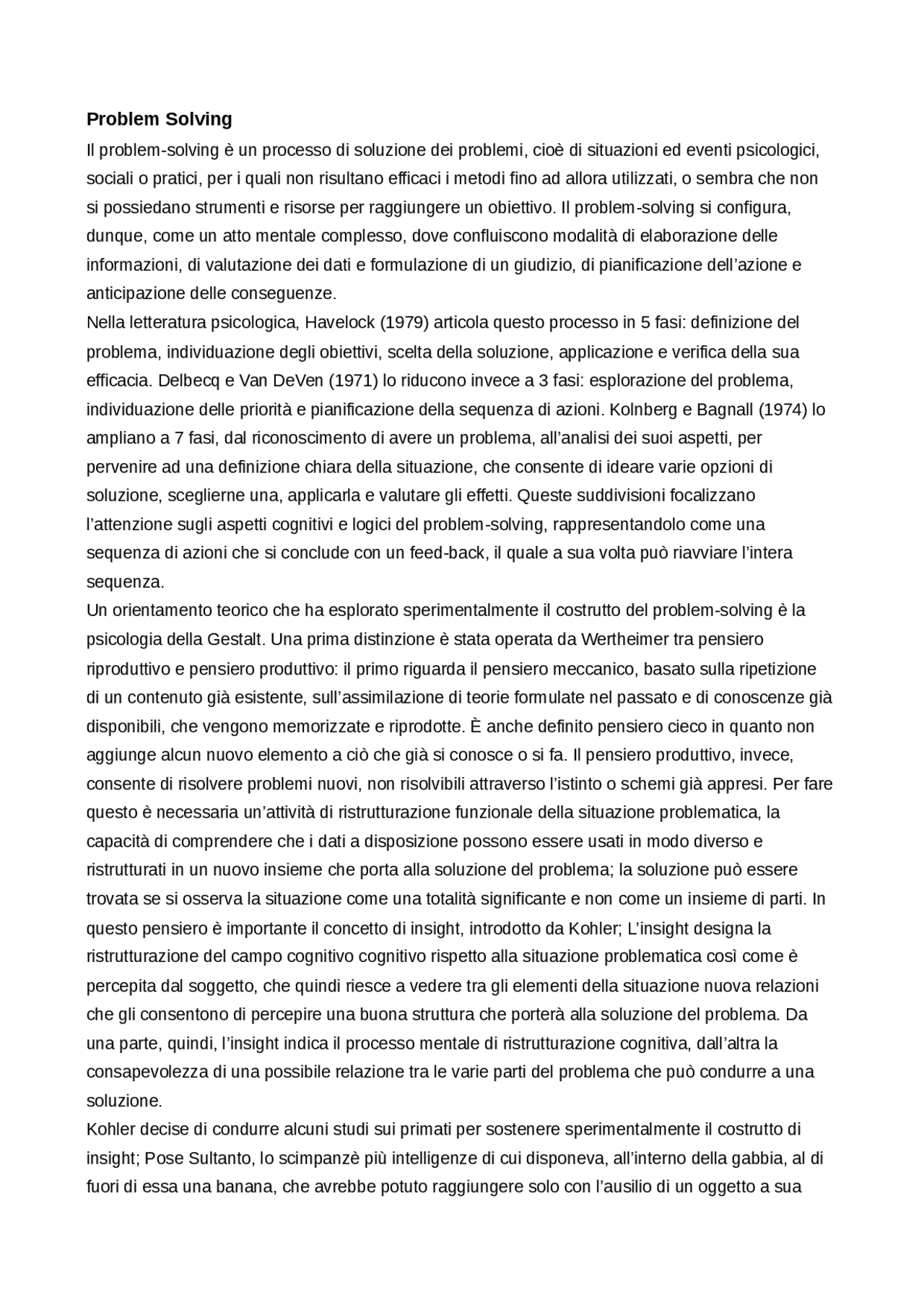 Il problem solving tema per EDS - Docsity