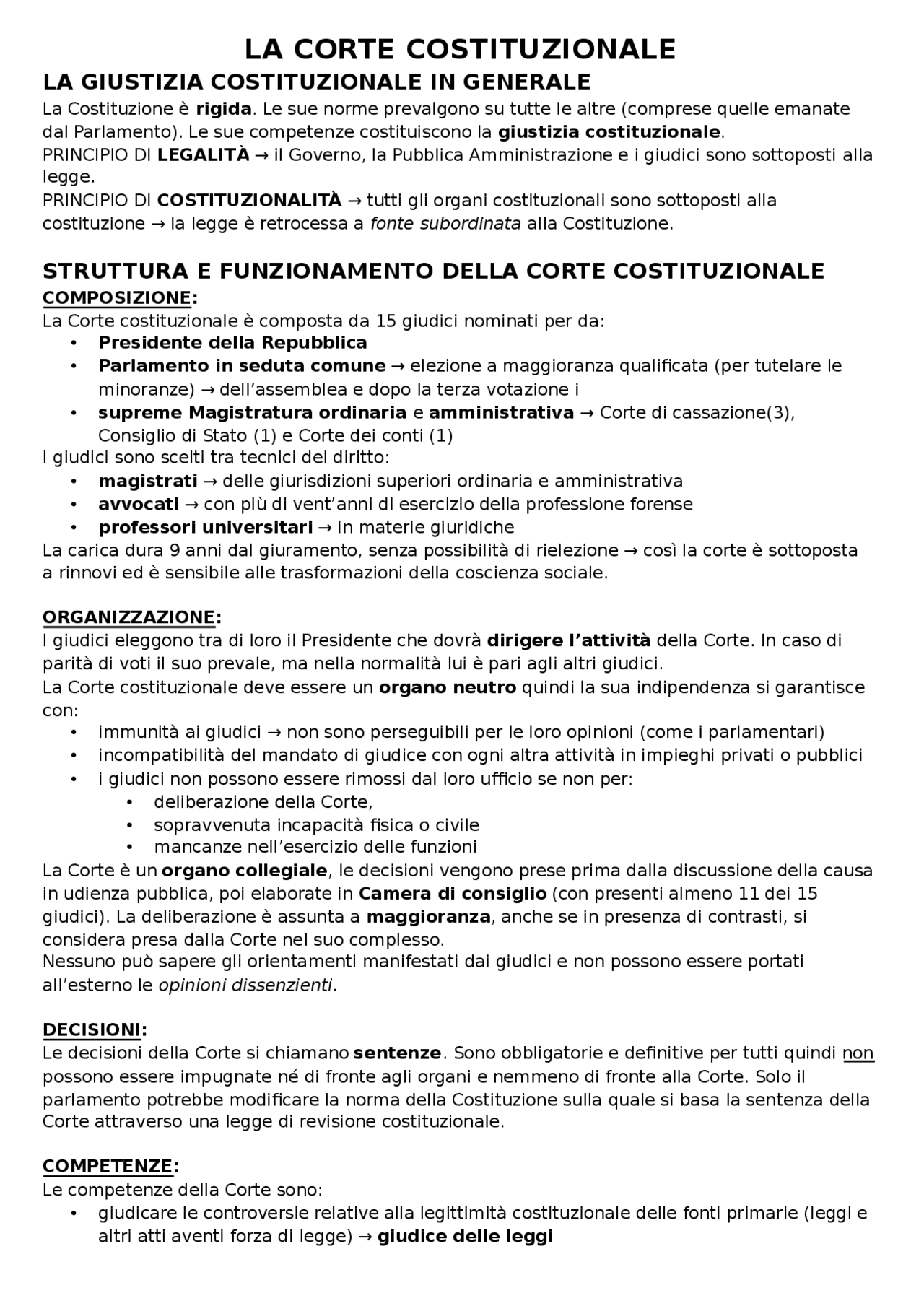 La Corte Costituzionale Docsity