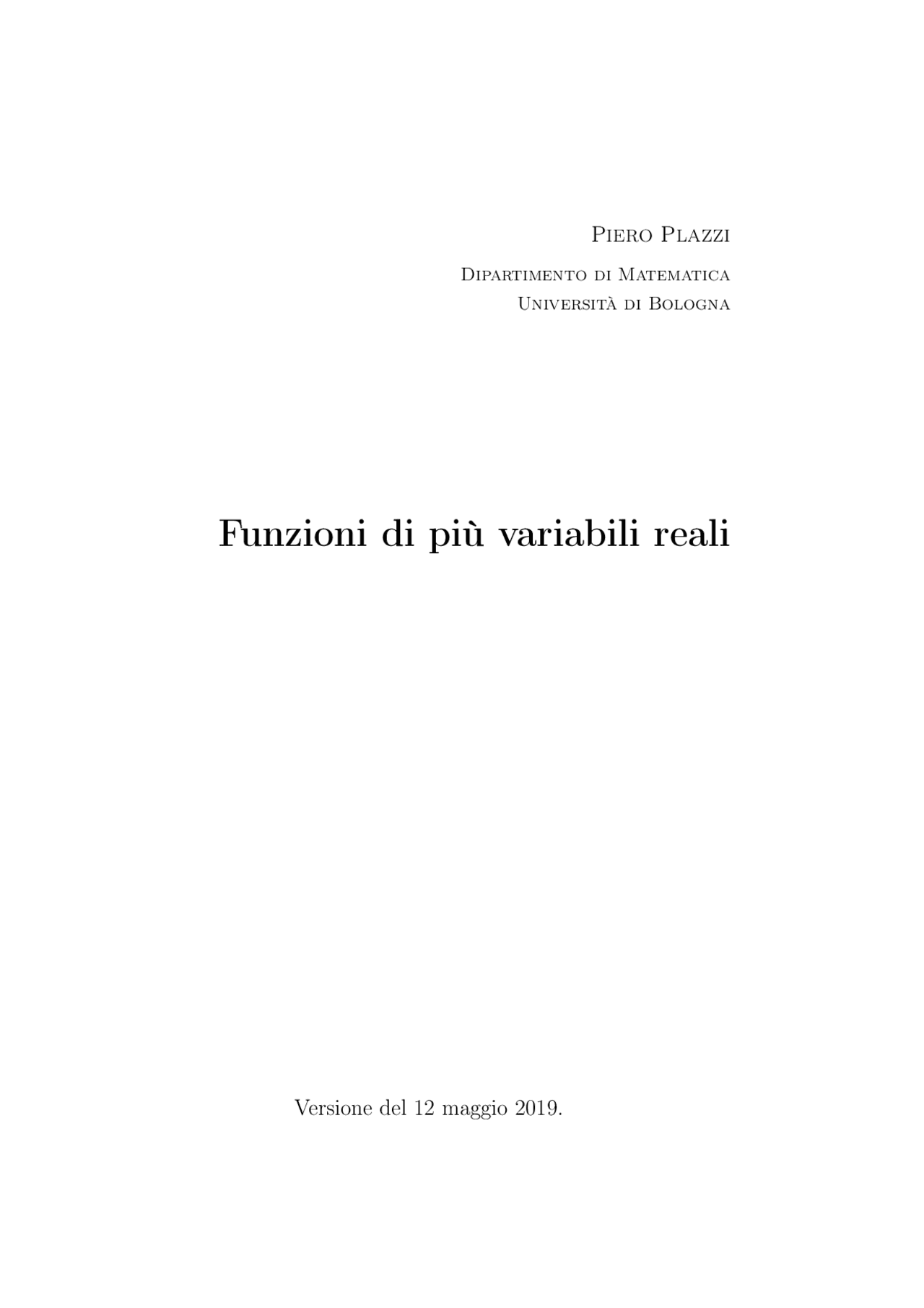 Funzioni Di Più Variabili Reali Docsity