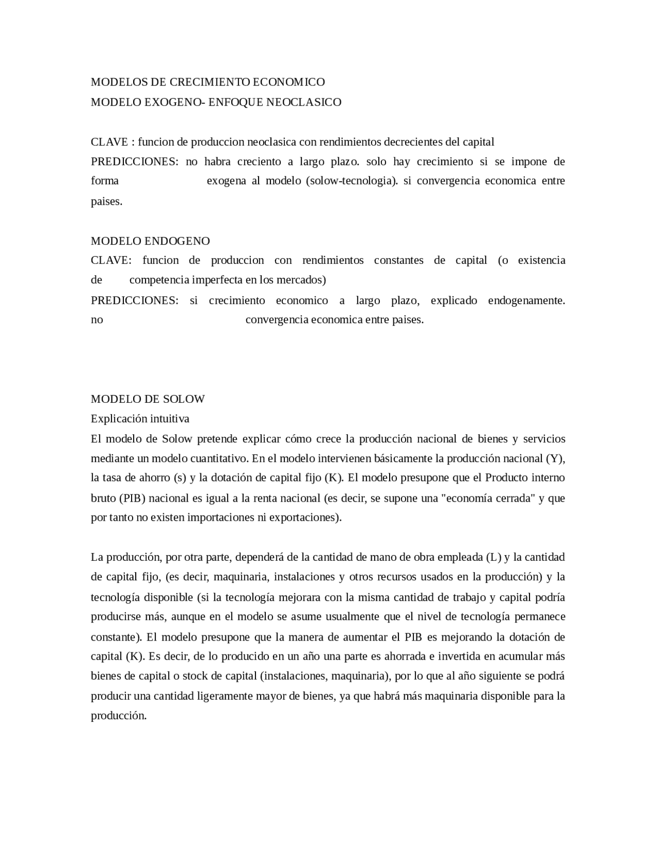 Modelo De Solow Resumen Corto Apuntes De Macroeconomía Docsity