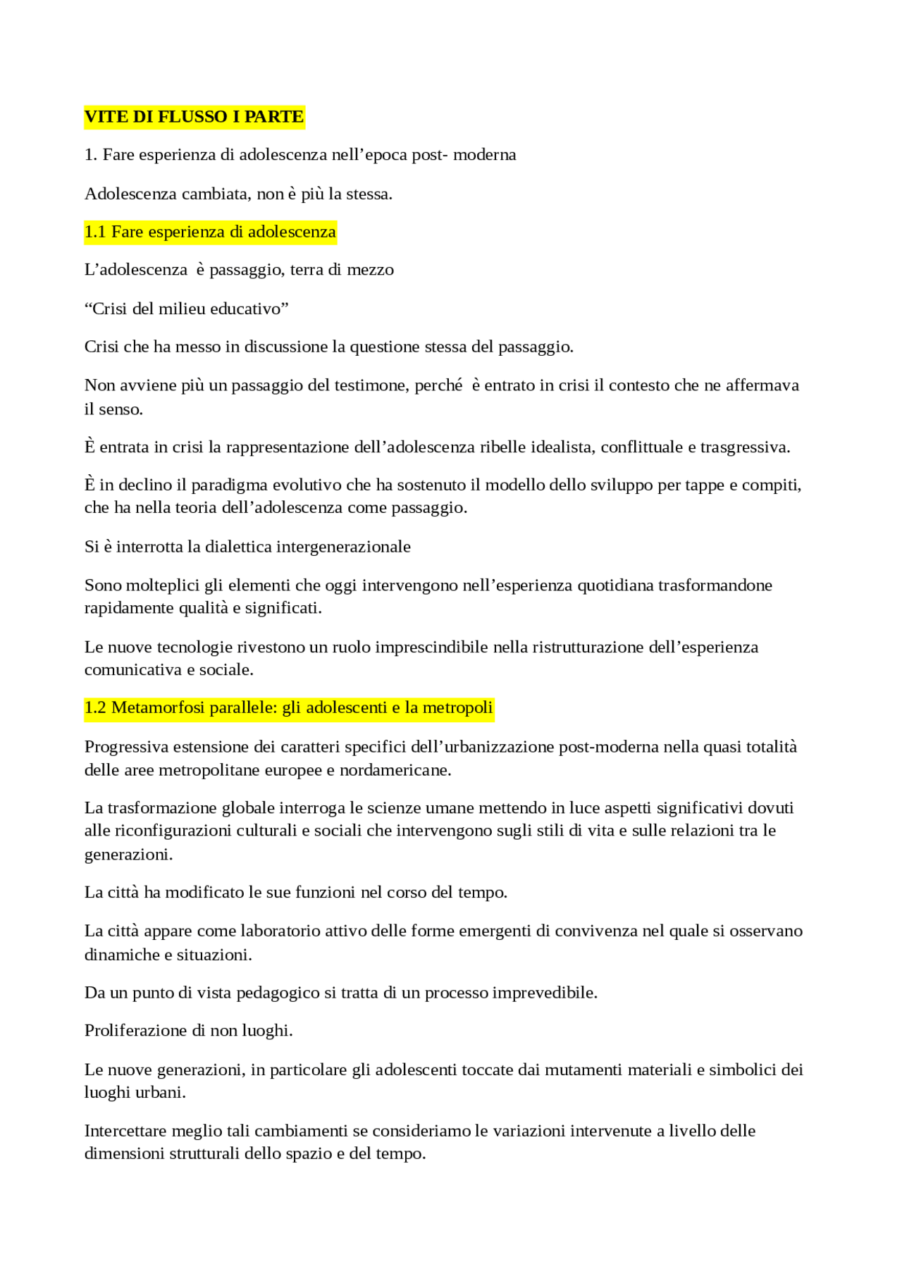 Riassunto Libro Vite Di Flusso Docsity