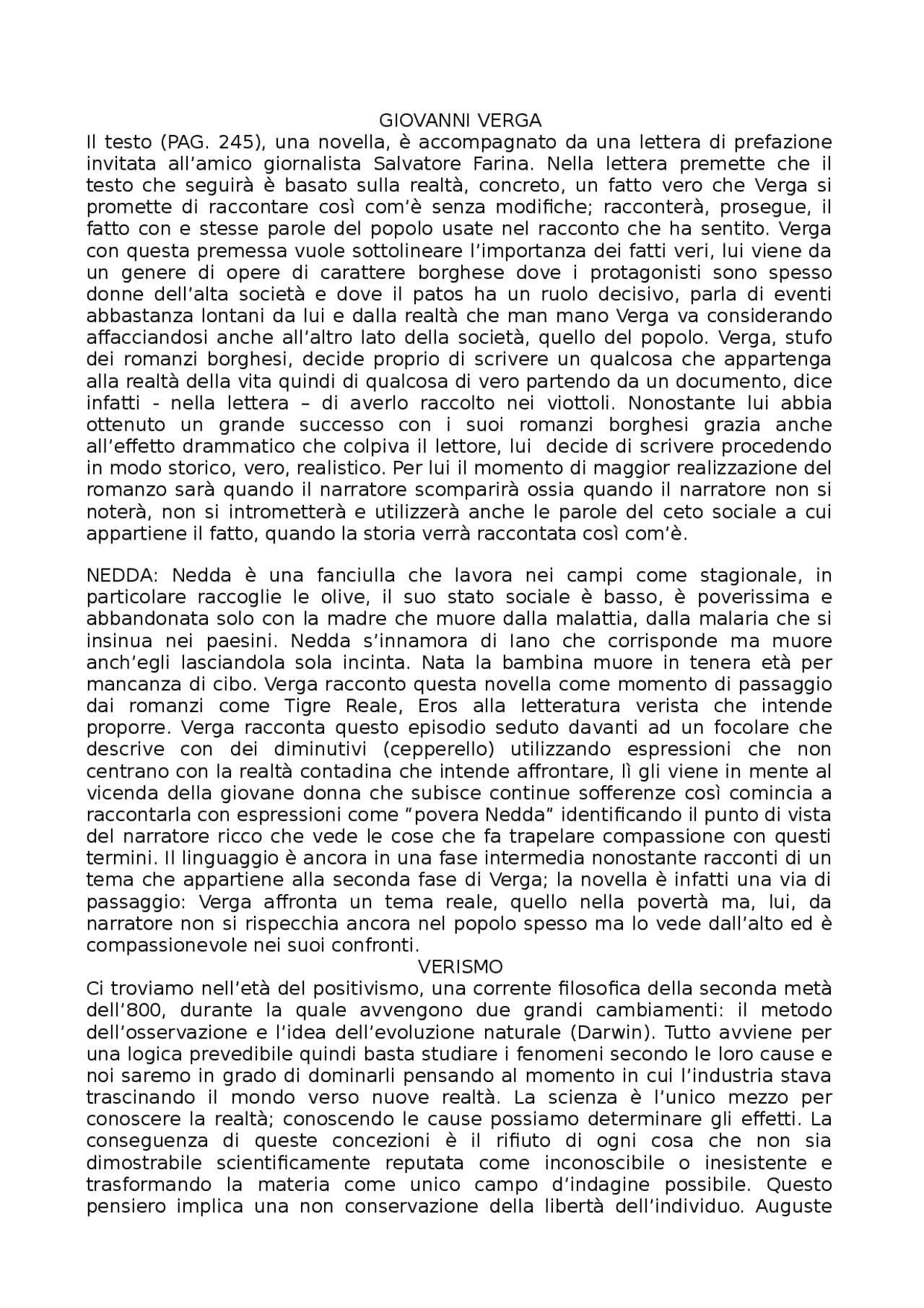 Giovanni Verga E Opere Docsity
