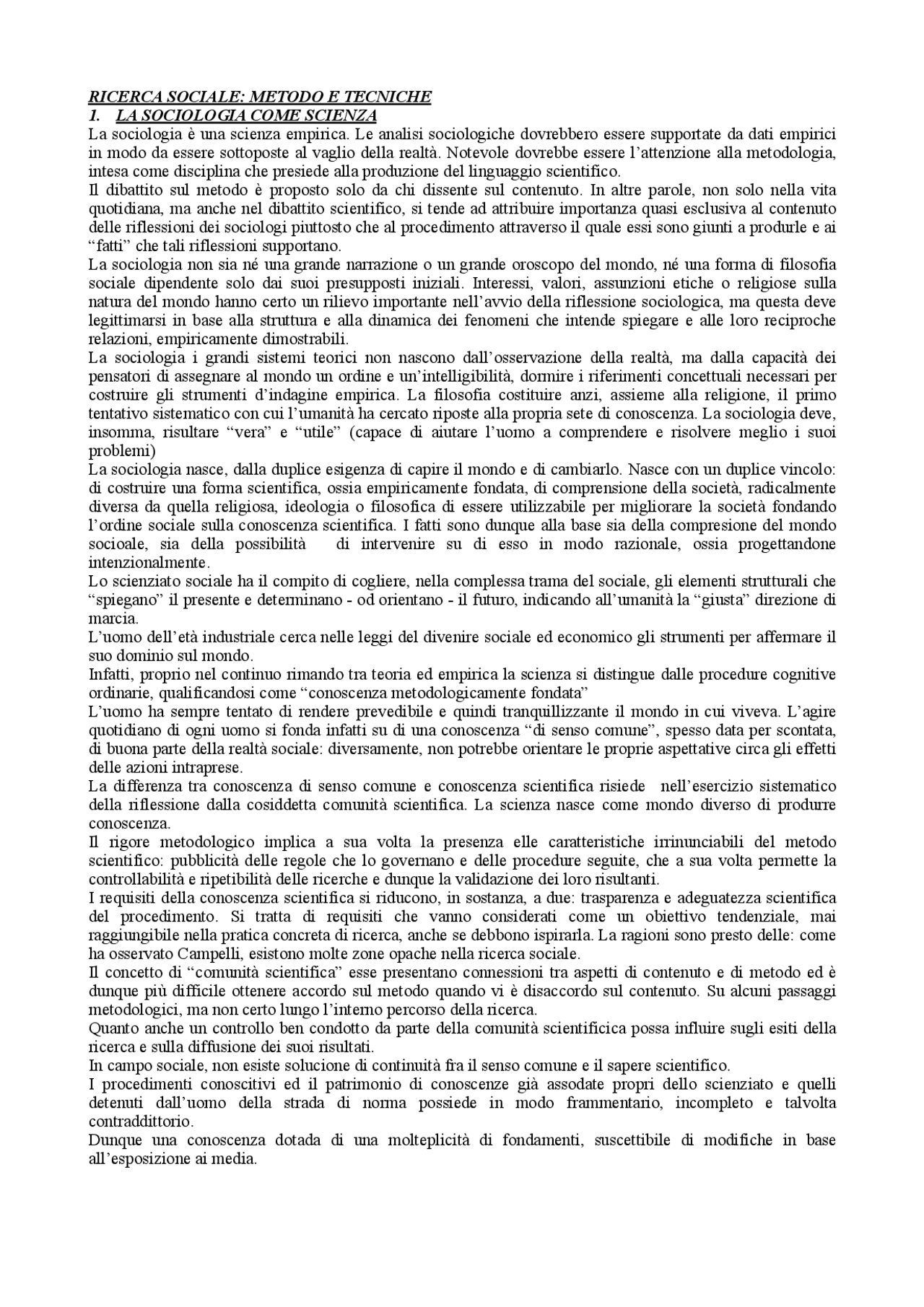 Ricerca Sociale Metodo E Tecniche Palumbo Docsity