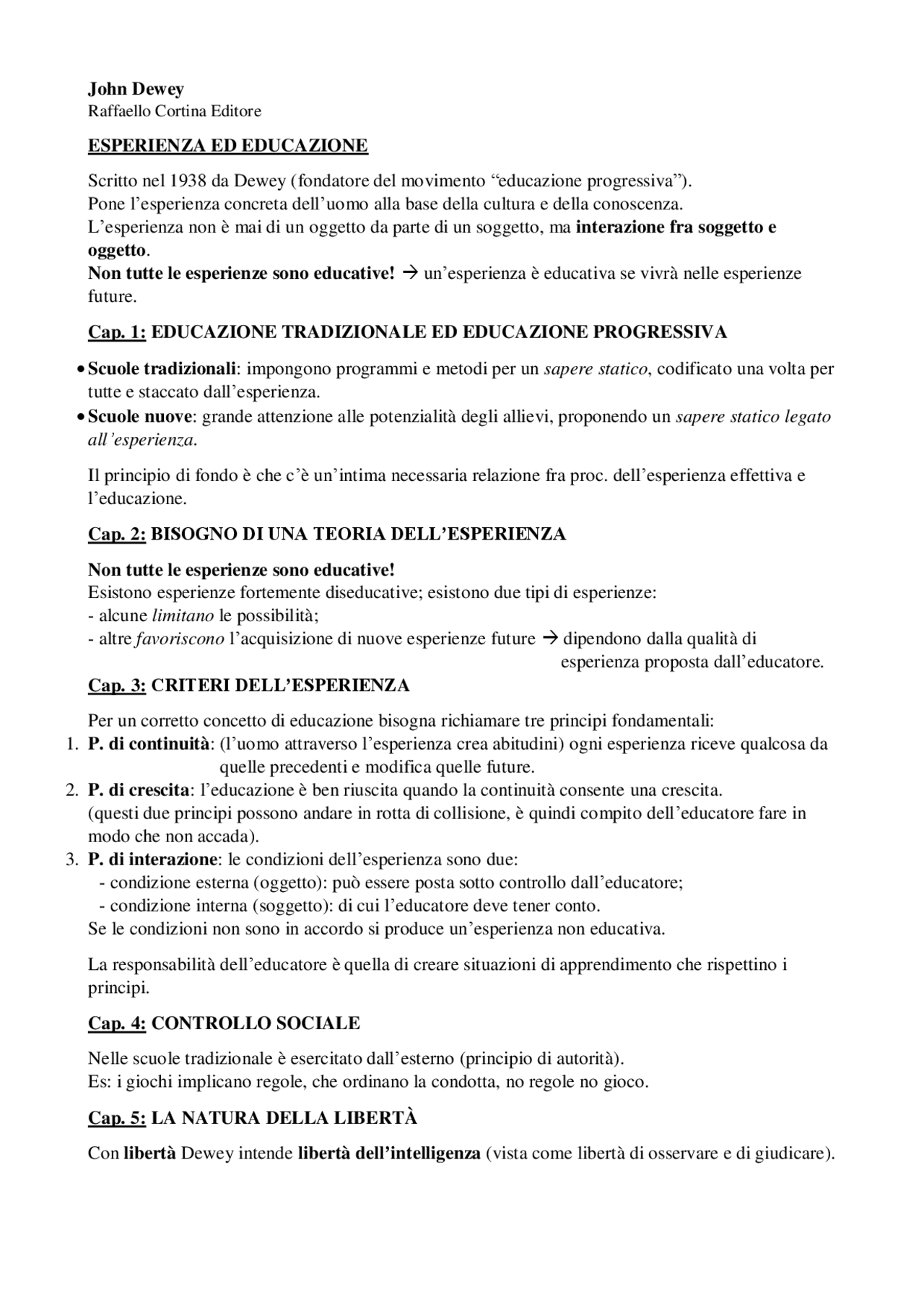 Esperienza Ed Educazione Schemi Docsity