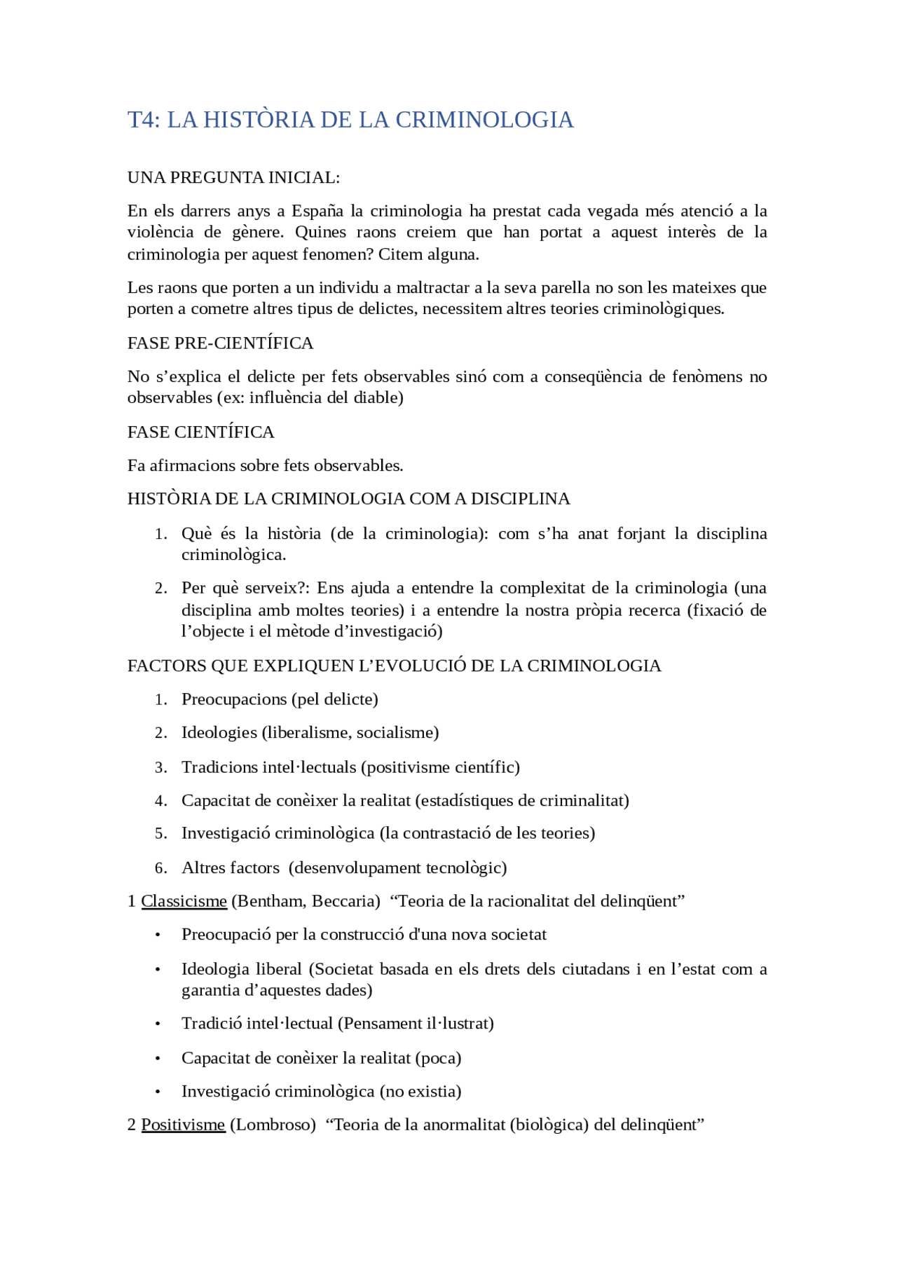 Tema 4 Introducción A La Criminologia Docsity
