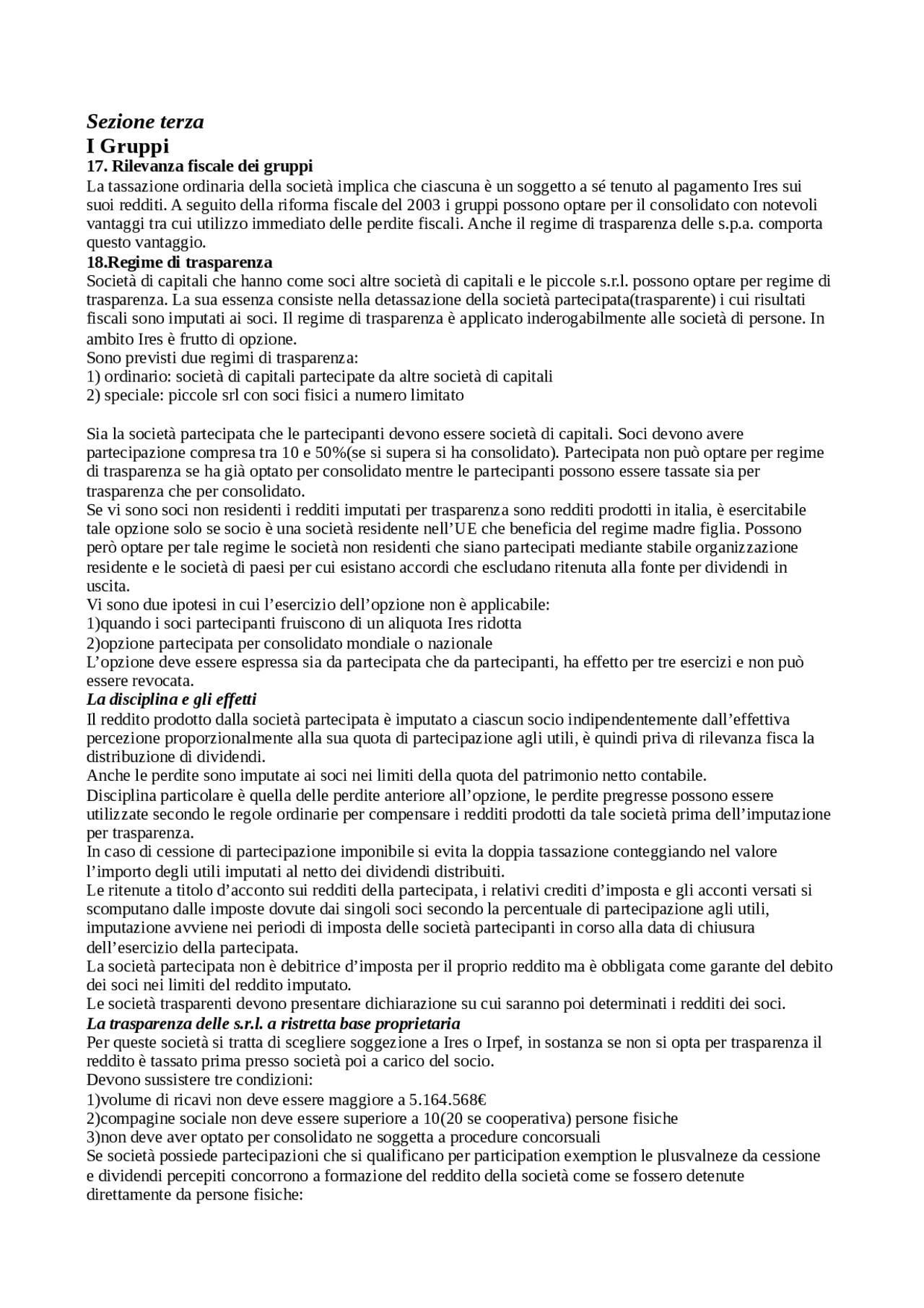 Diritto Tributario Parte Speciale Docsity