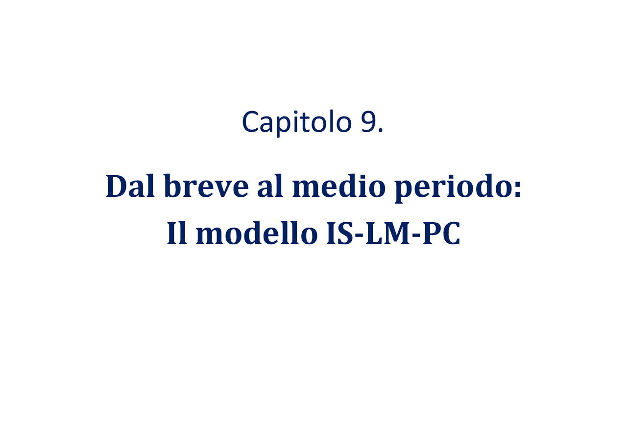 Modello Is Lm Pc Di Macroeconomia Appunti Di Macroeconomia Docsity