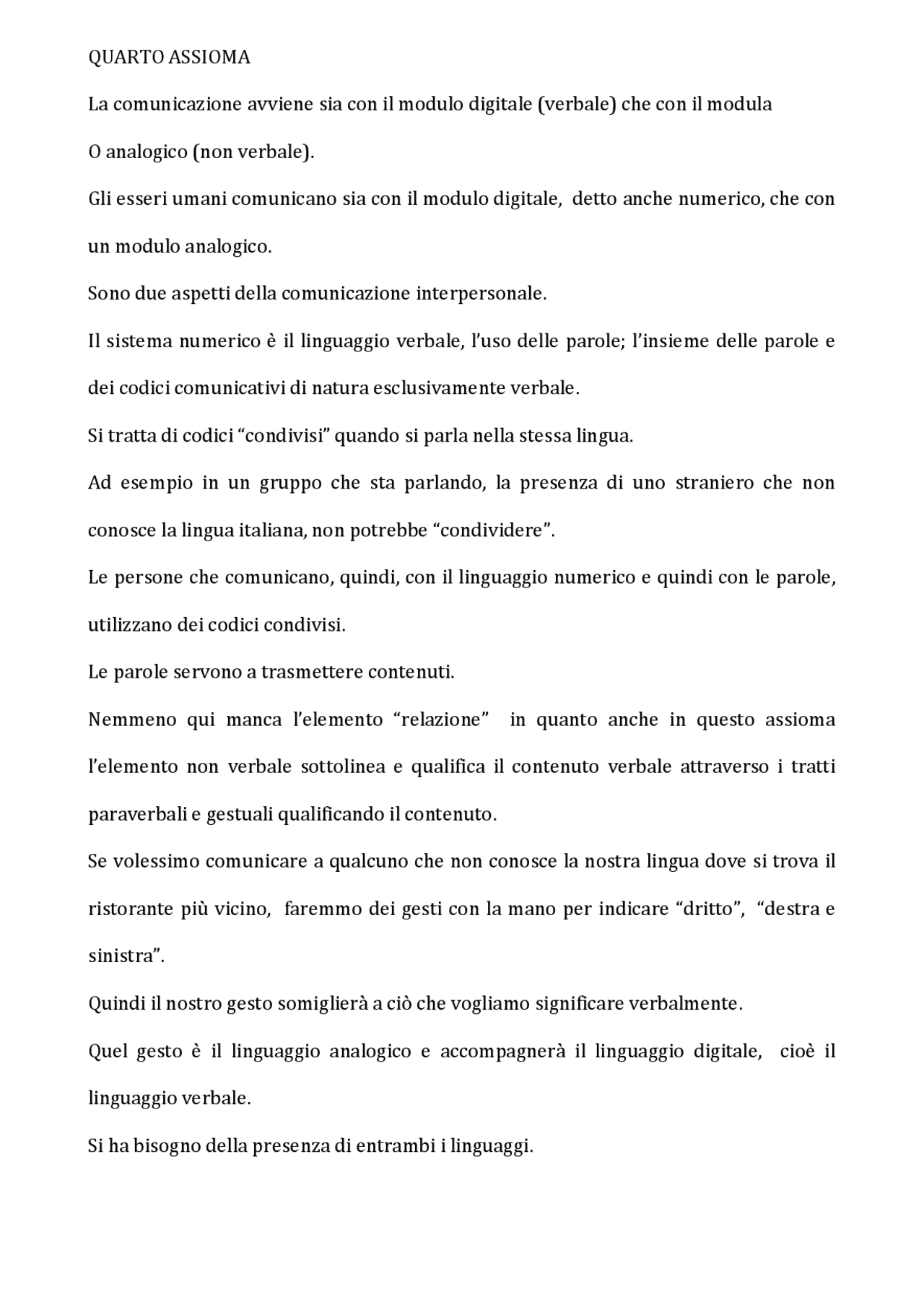 Assiomi Della Comunicazione Da 4 A 5 Docsity
