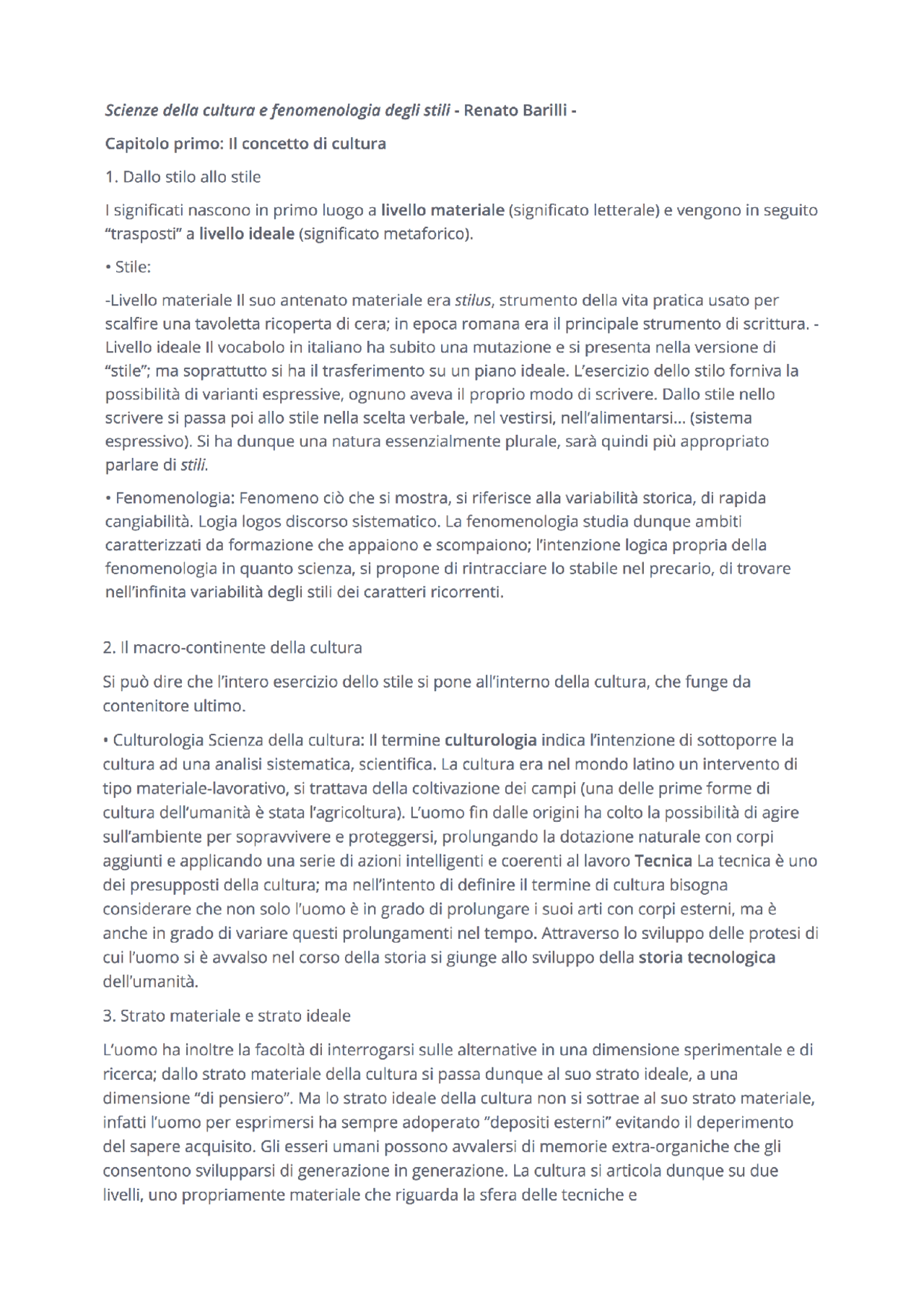 Barilli Fenomenologia Degli Stili Docsity