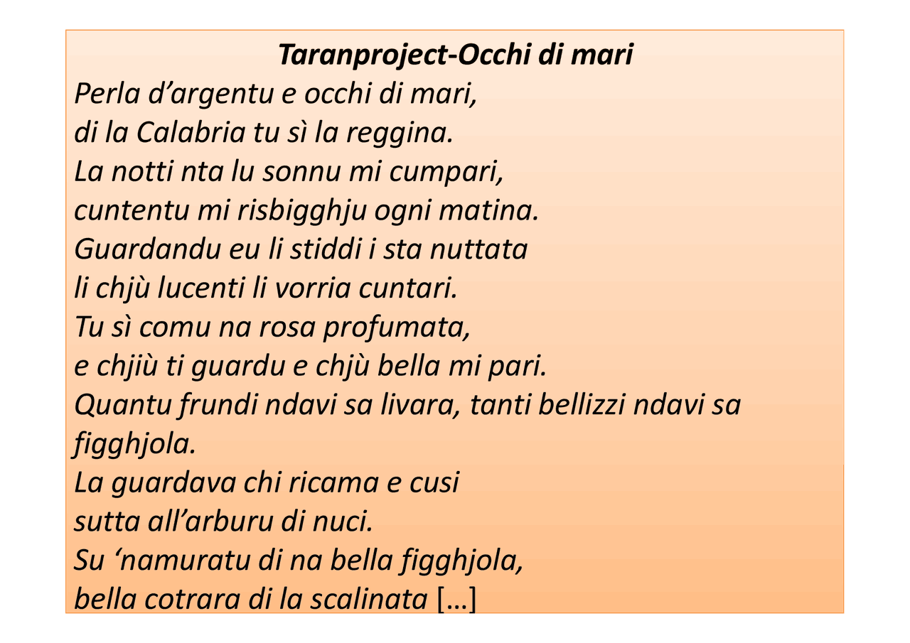 Differenze tra italiano e dialetti calabresi: 'Perla d’argentu e occhi ...