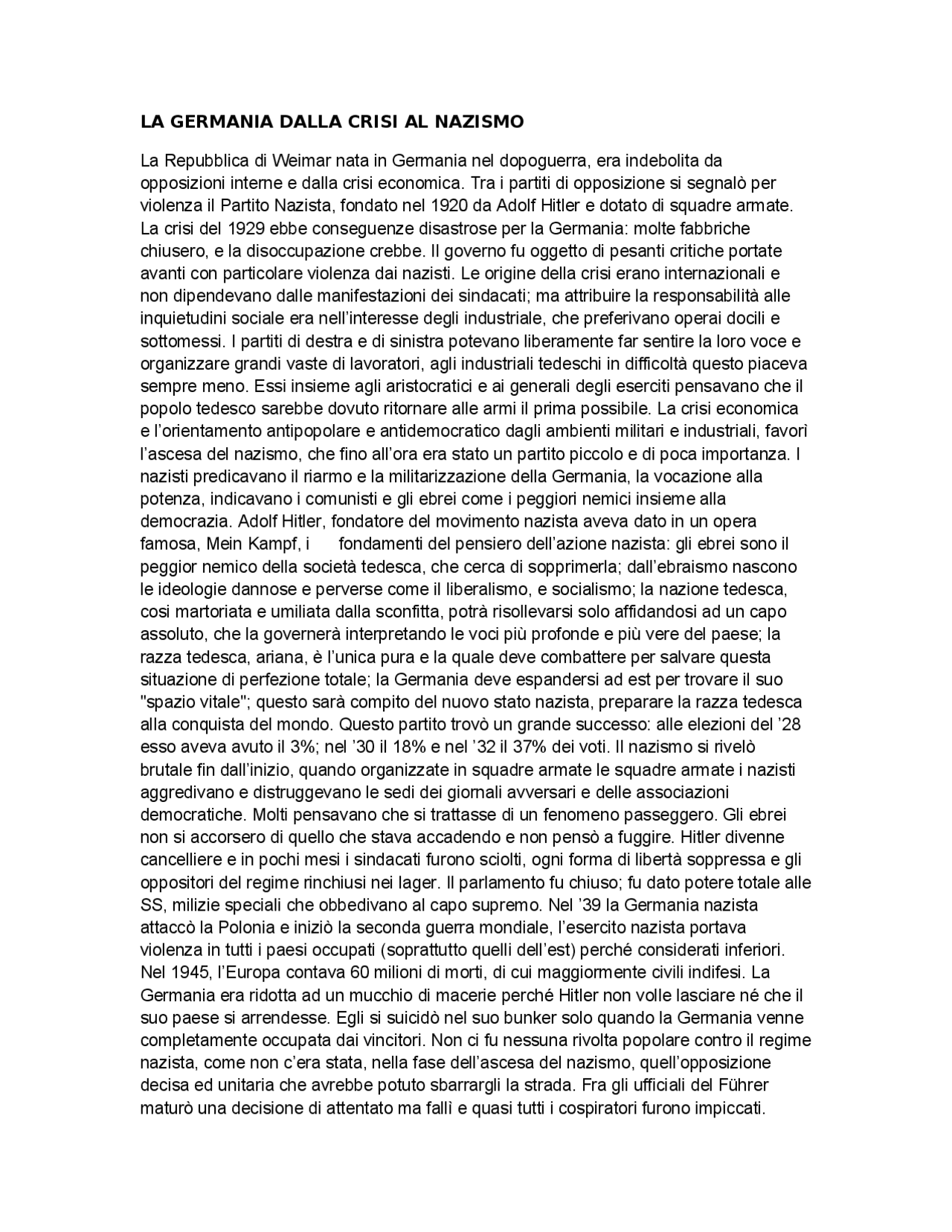 La Germania Di Hitler Docsity