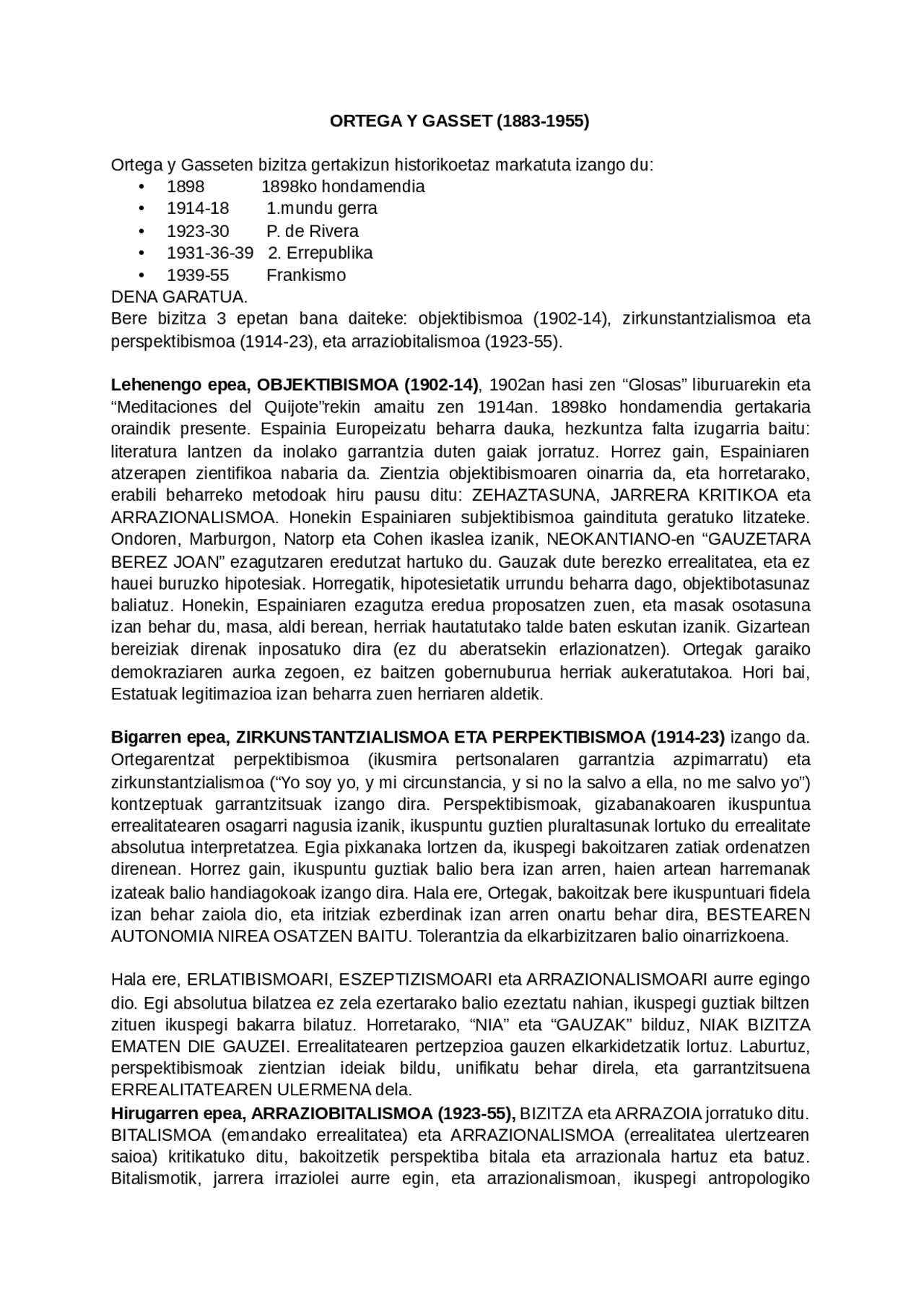 Filosofia Ortega Y Gasset Docsity