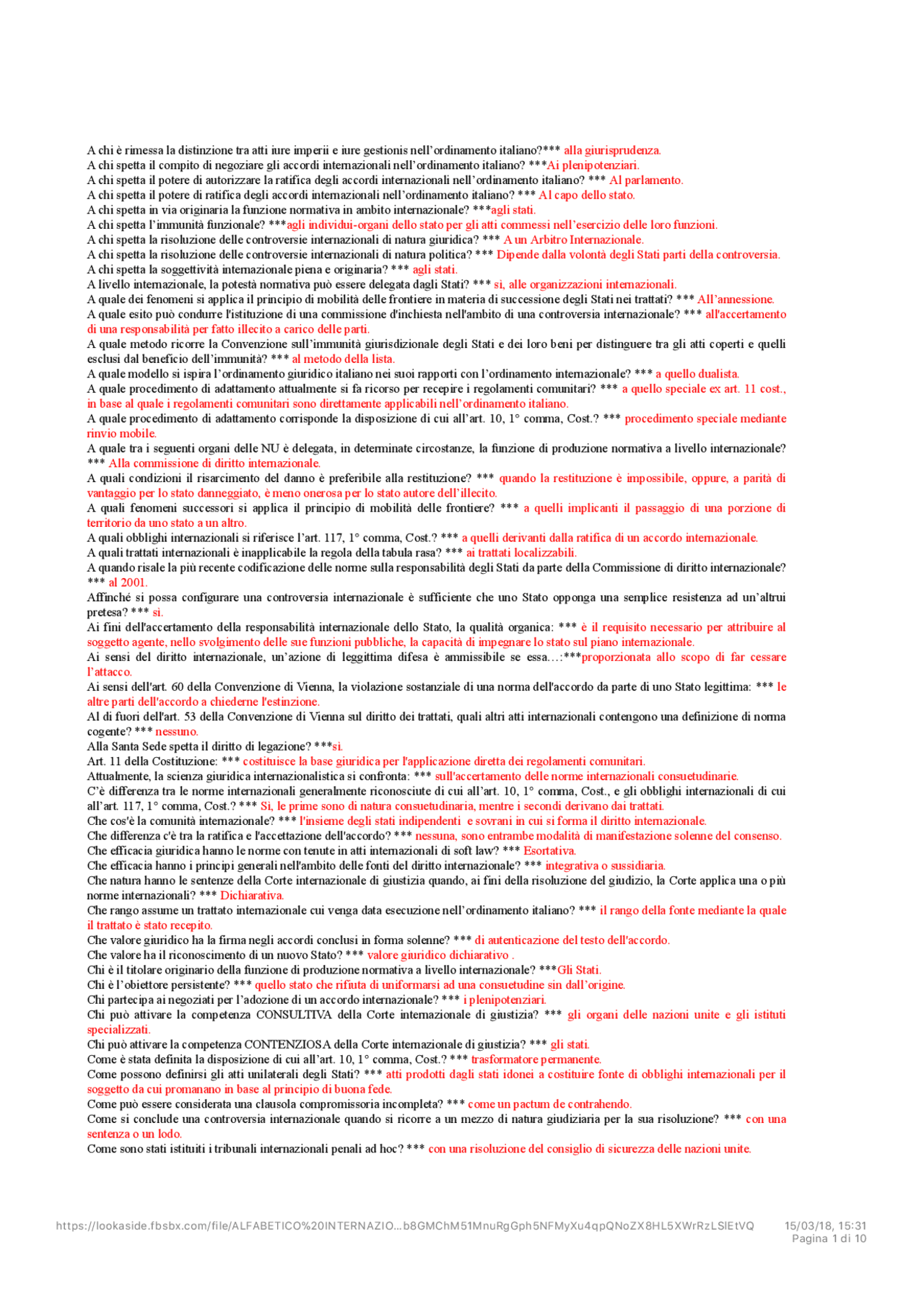 Diritto Internazionale Unicusano Docsity