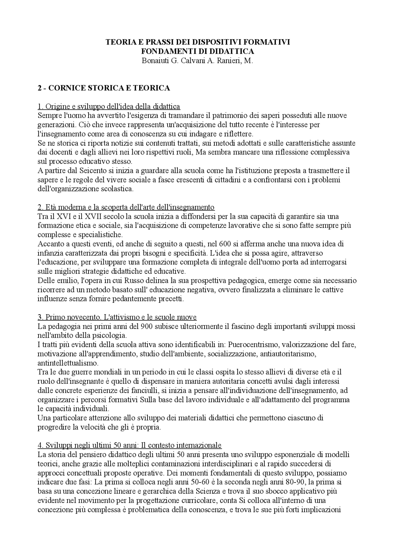 Teoria E Prassi Dei Dispositivi Formativi Docsity