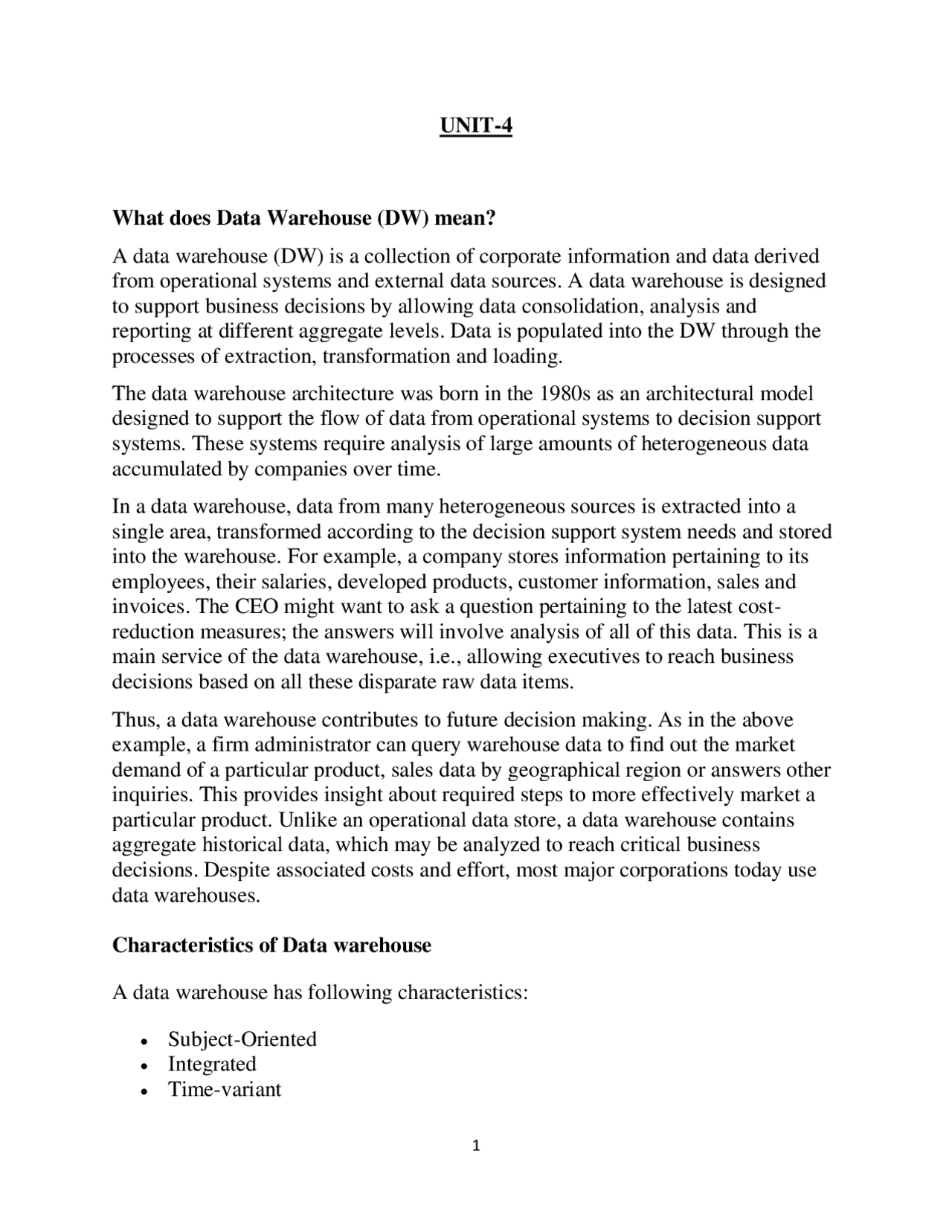 Study Notes for Data mining and Data Warehouse - Docsity