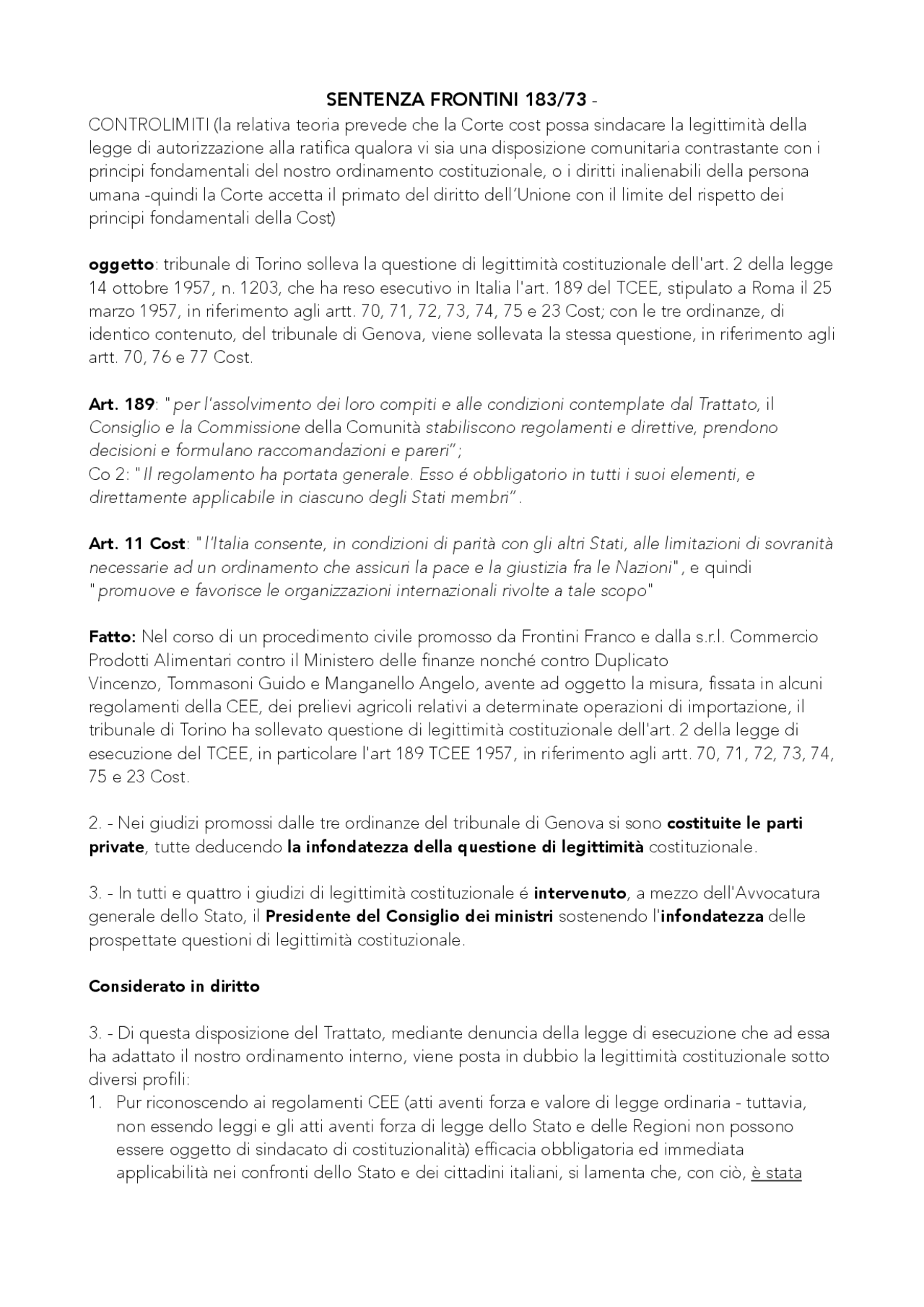 Sent Frontini Sui Controlimiti Docsity