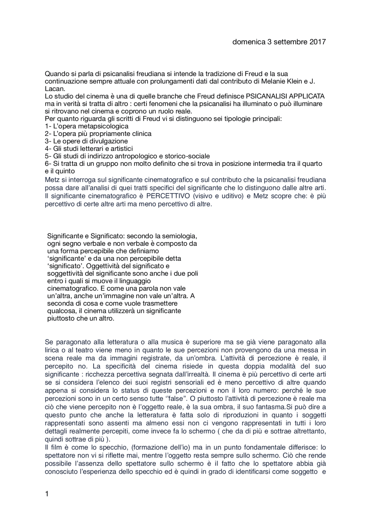 Cinema E Psicanalisi Docsity