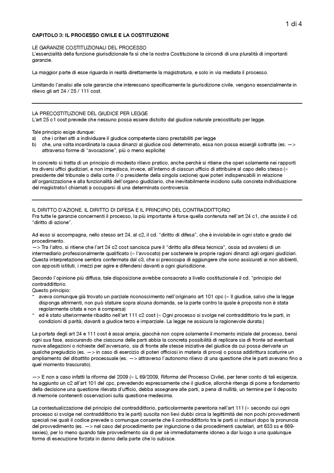Processo E Costituzione Docsity
