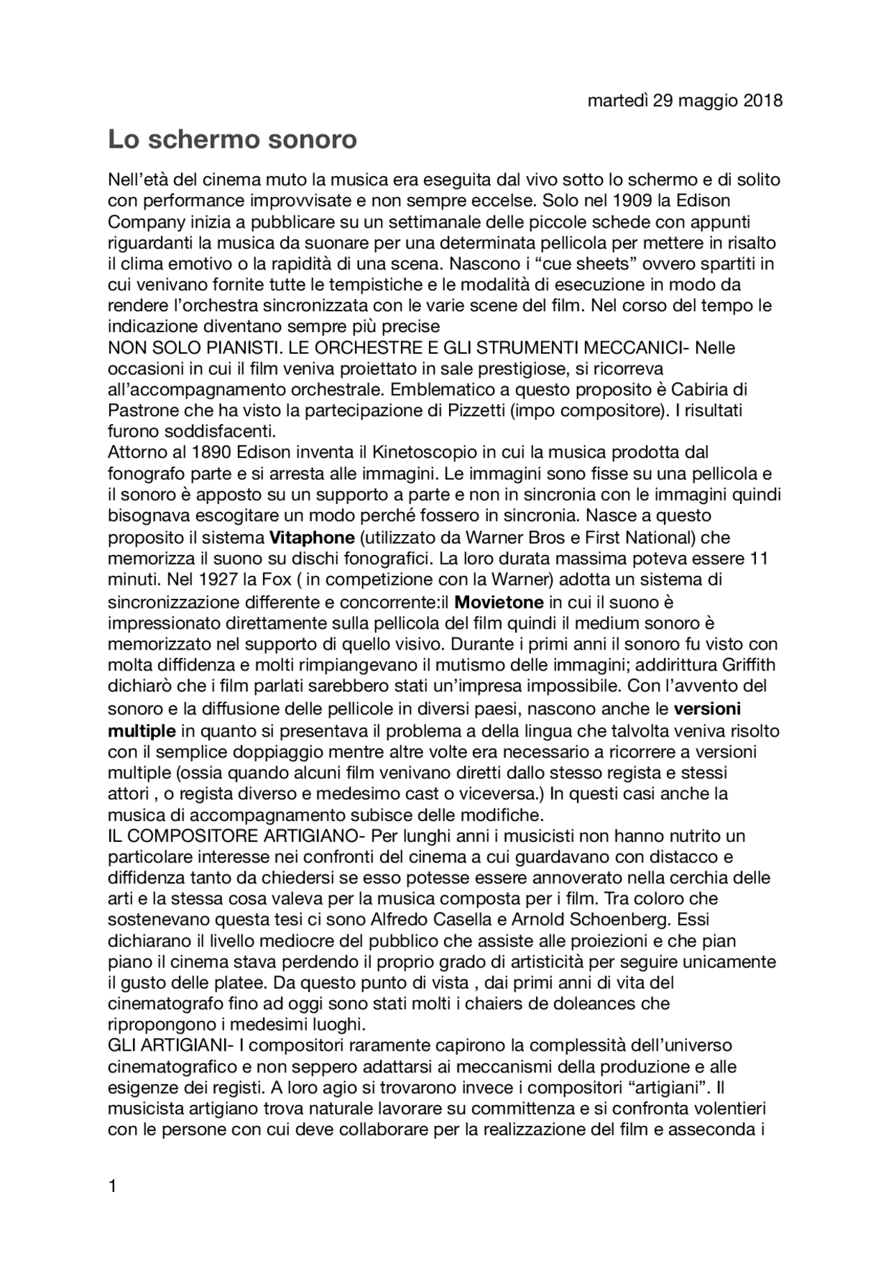 Lo Schermo Sonoro Rcalabretto Marsilio Docsity