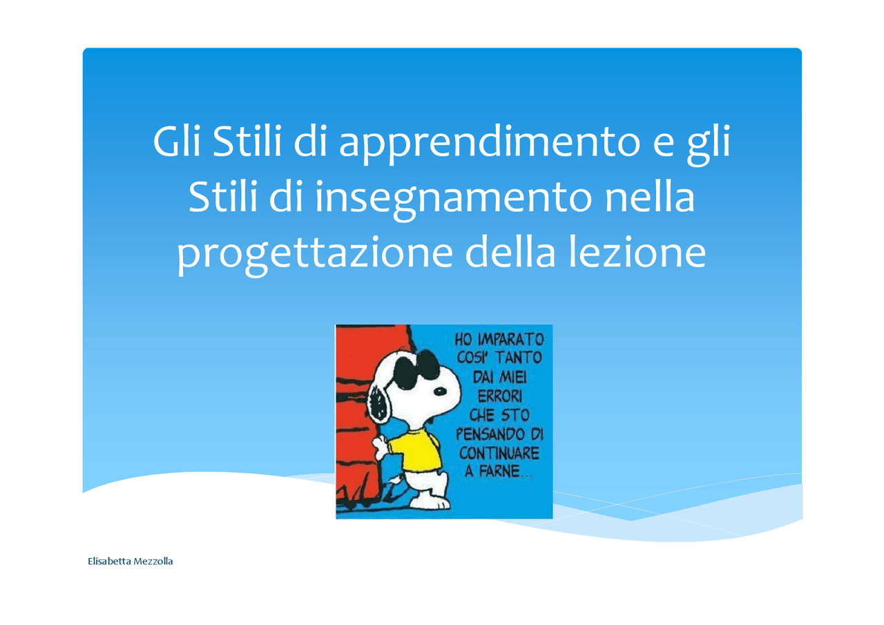 Stili Di Apprendimento Docsity