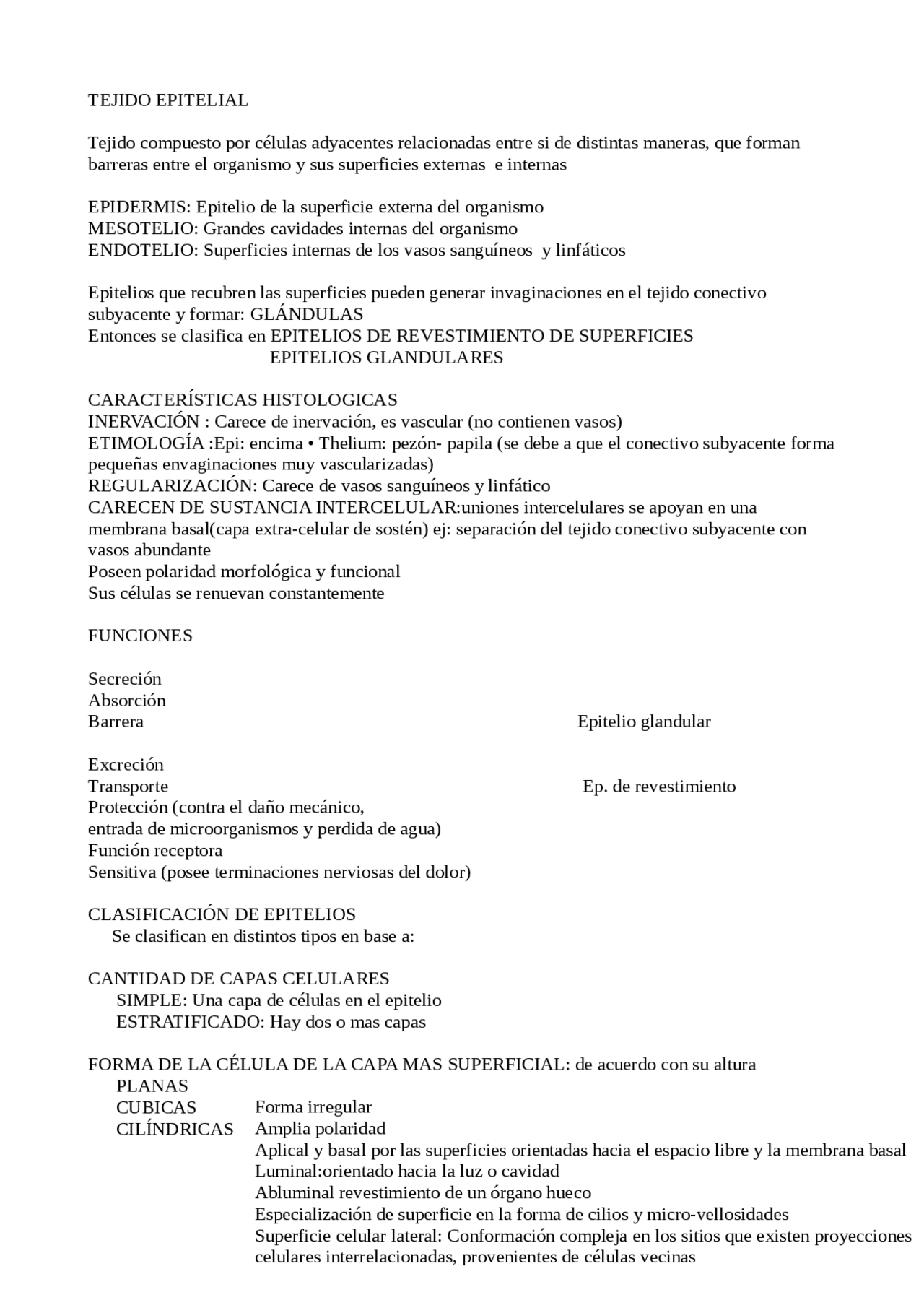 Histologia De Tejido Apuntes De Histología Docsity