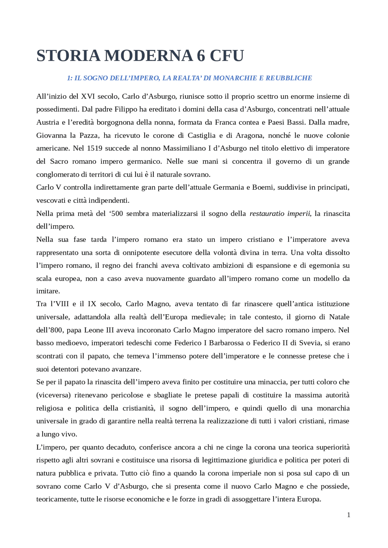 Storia Moderna Riassunto Dei Primi 13 Capitoli Docsity