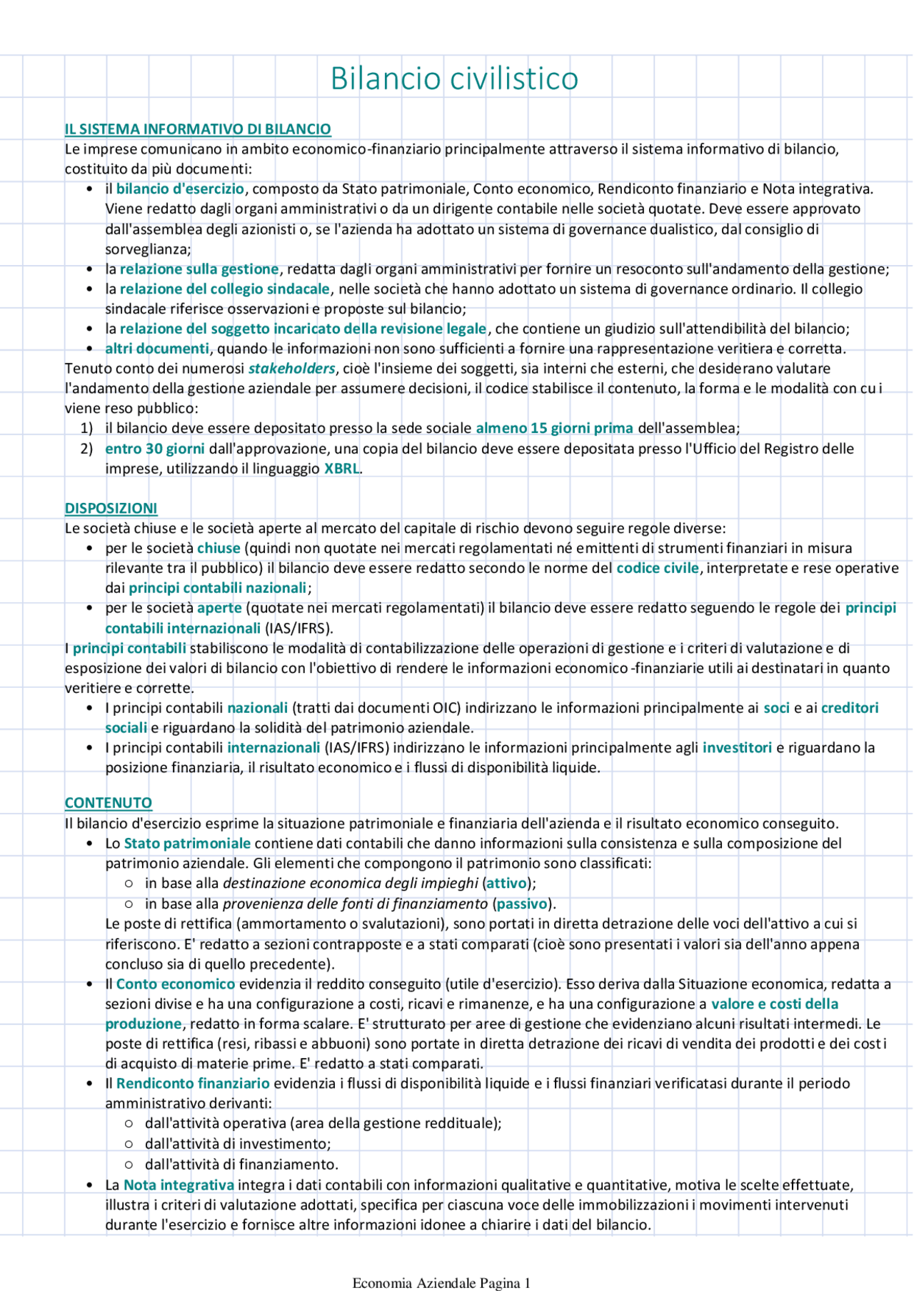 Bilancio civilistico (società di capitali) - Docsity