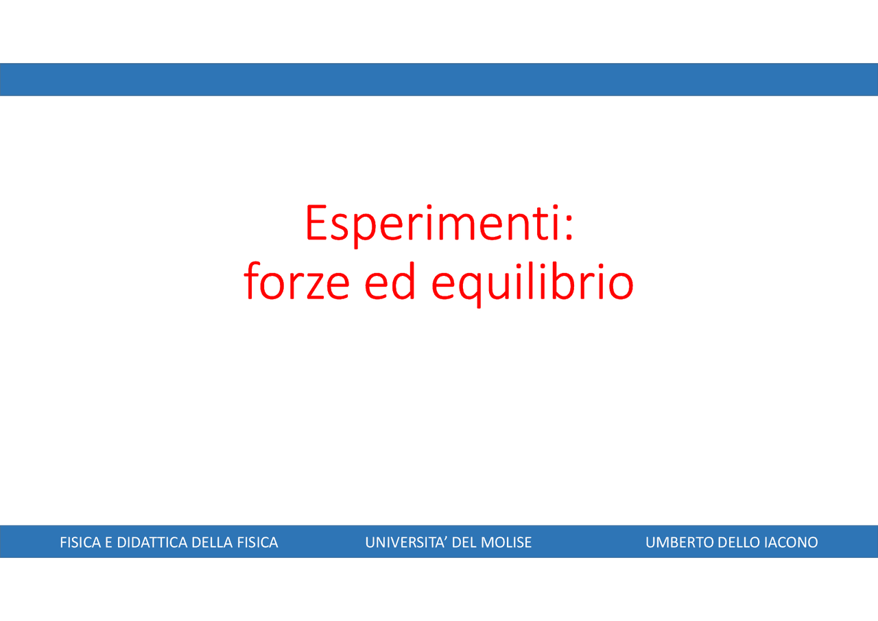Esperimenti su forze ed equilibrio - Docsity