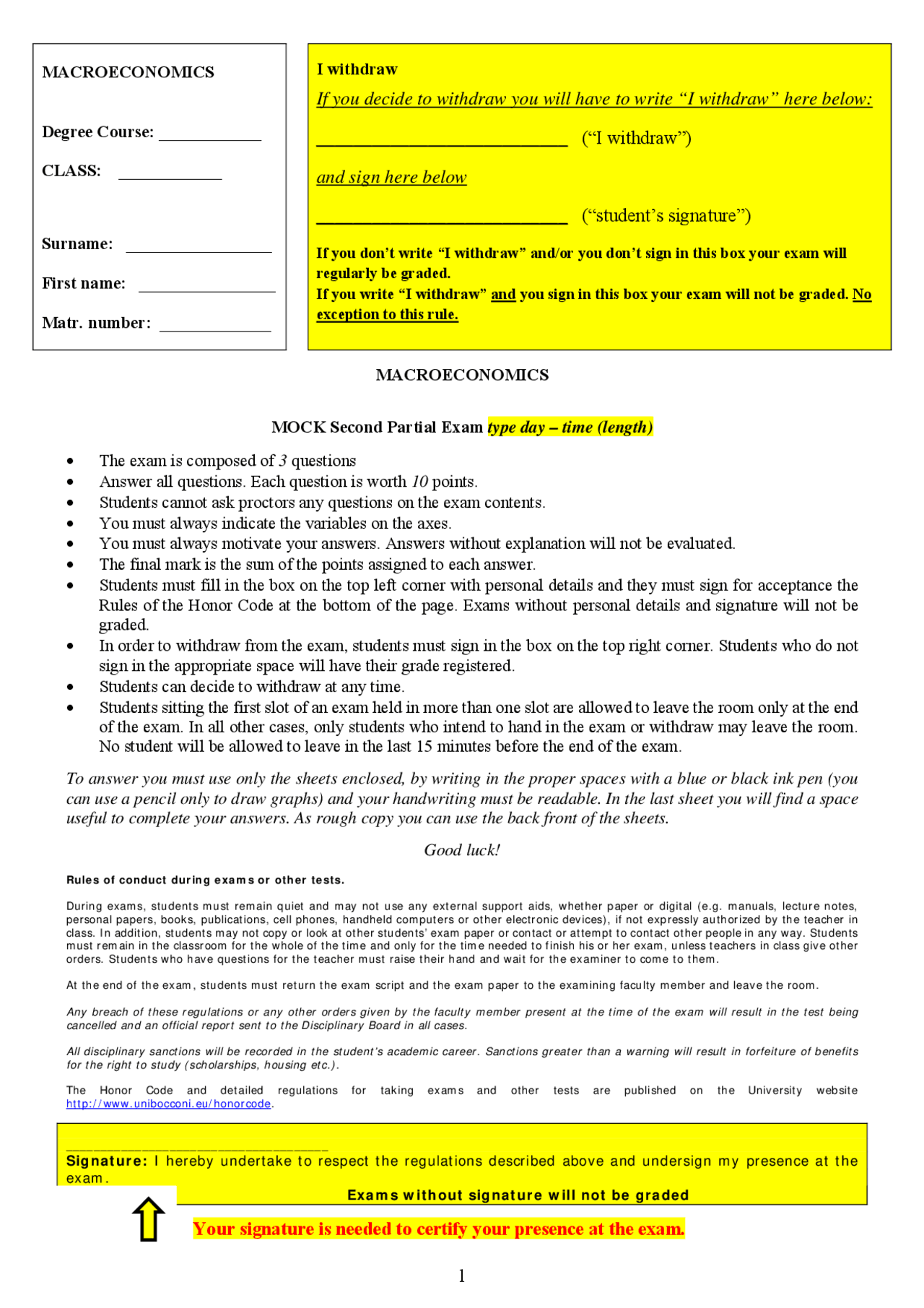 Simulazione Parziale Macroeconomia Docsity