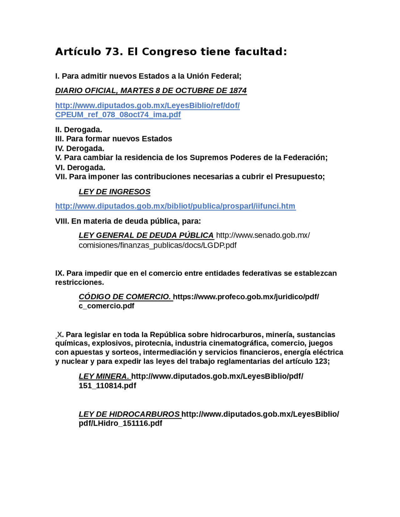 Articulo 73 constitucional - Docsity